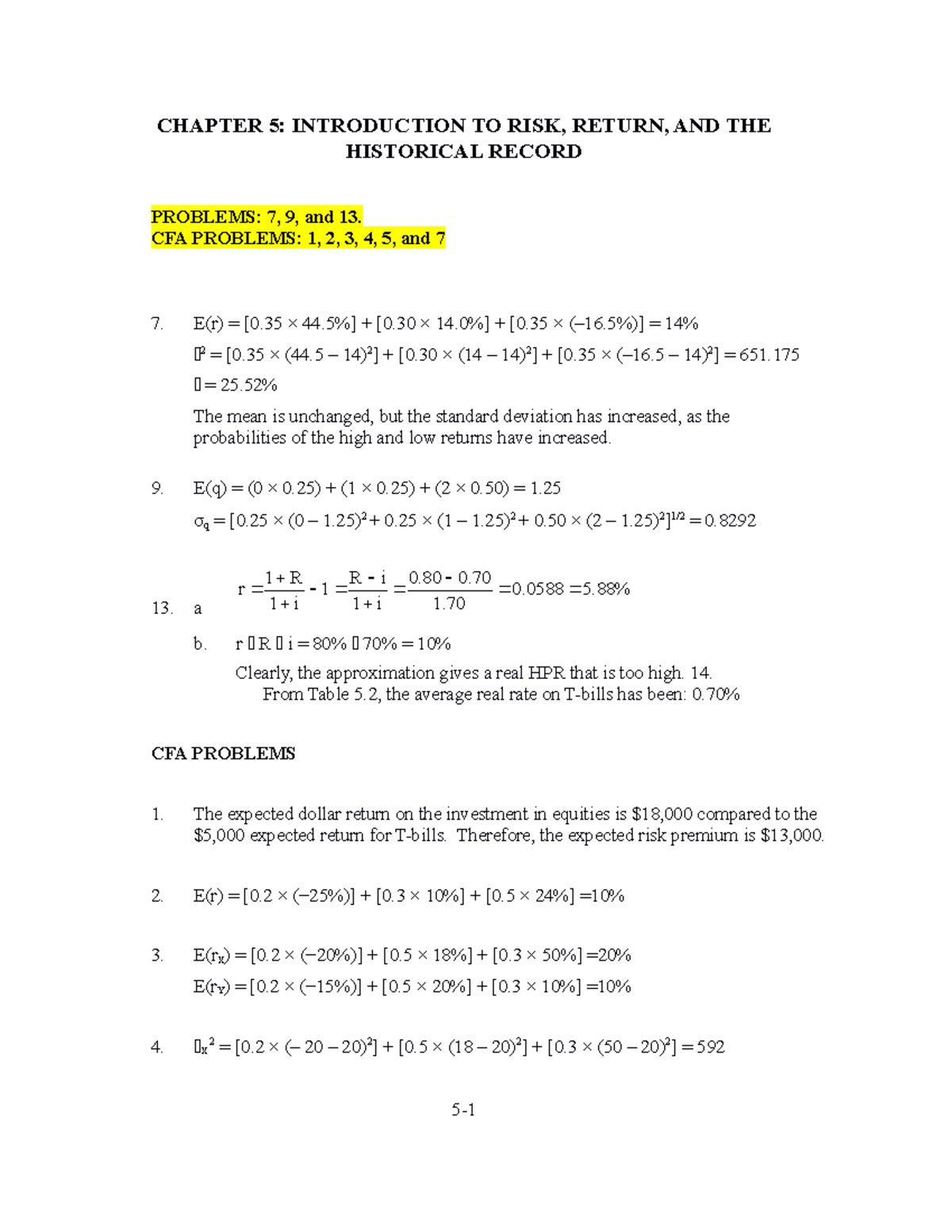 Chapter 5-end-of-chapter exercises - CHAPTER 5: INTRODUCTION TO RISK ...