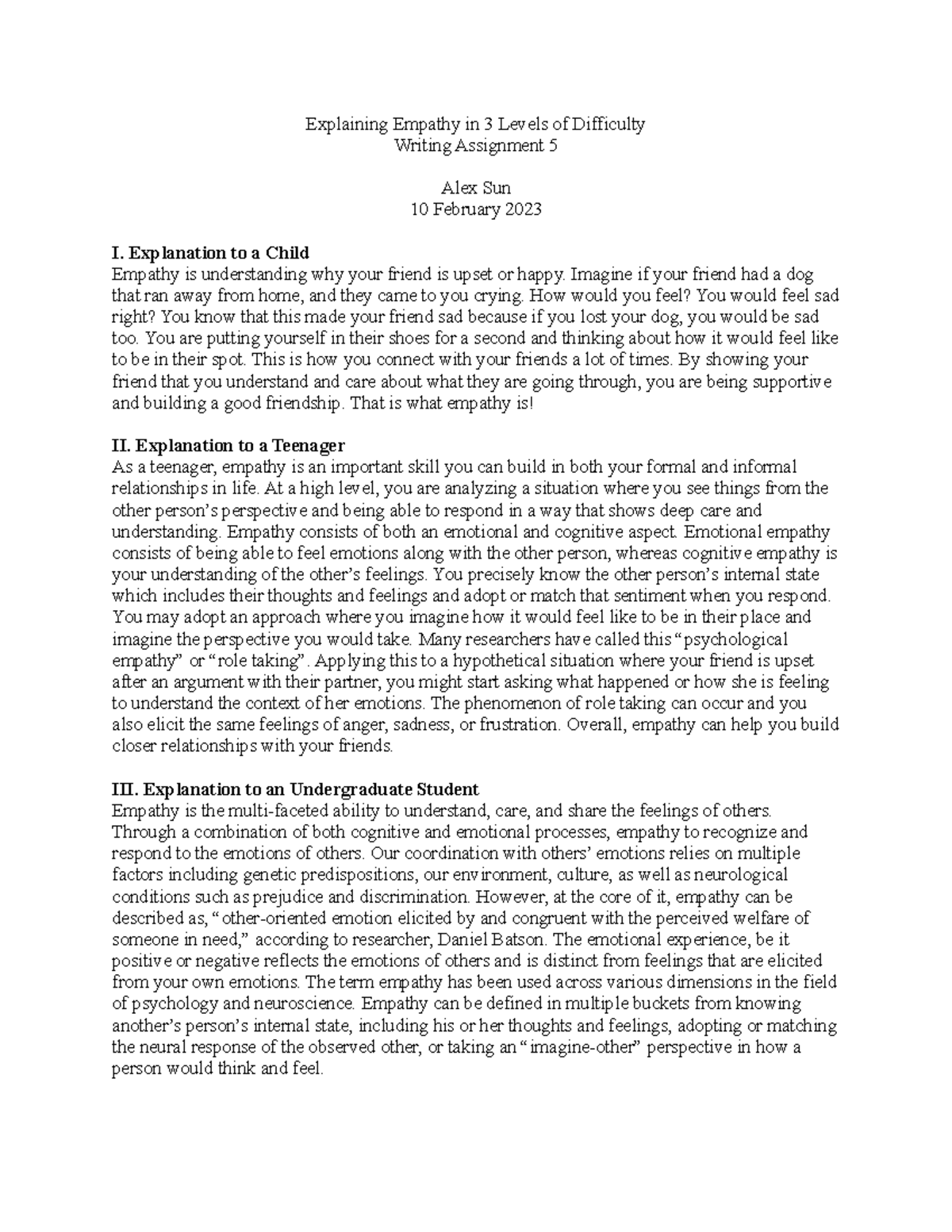 Fairness and Altruism WA5 - Explaining Empathy in 3 Levels of ...