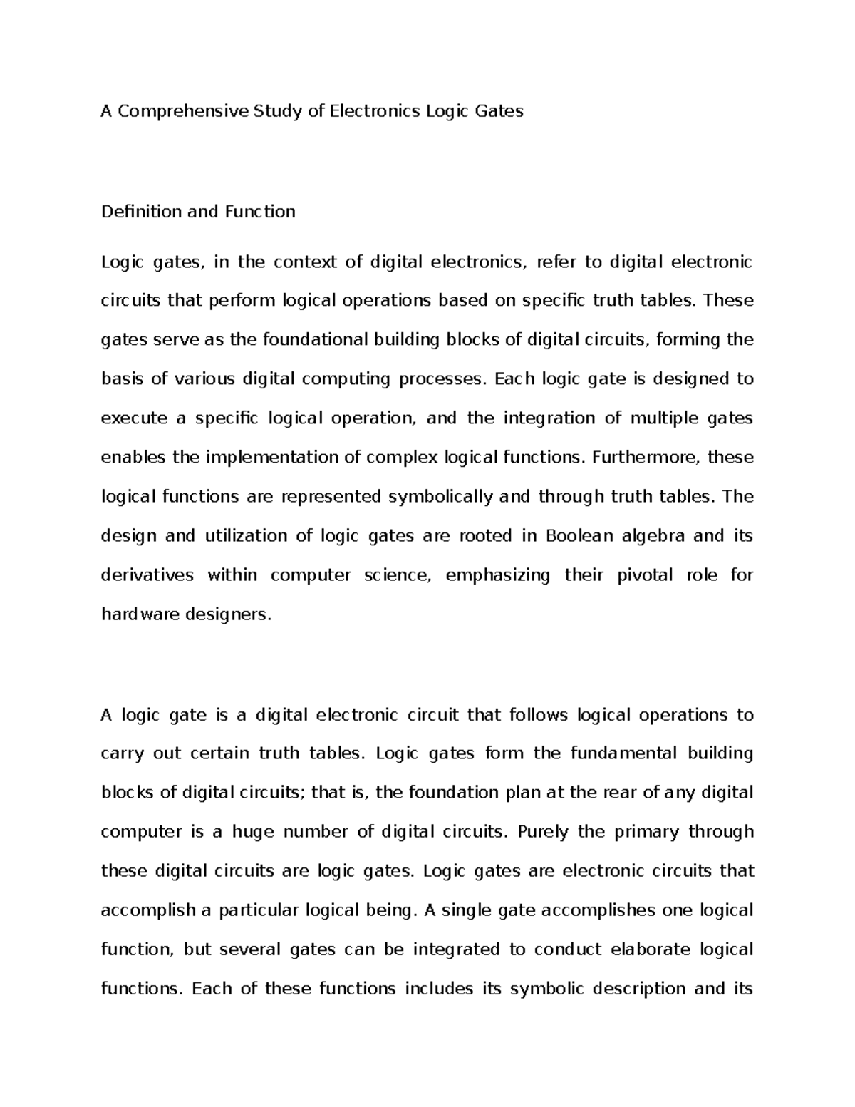 A Comprehensive Study of Electronics Logic Gates - Definition and ...