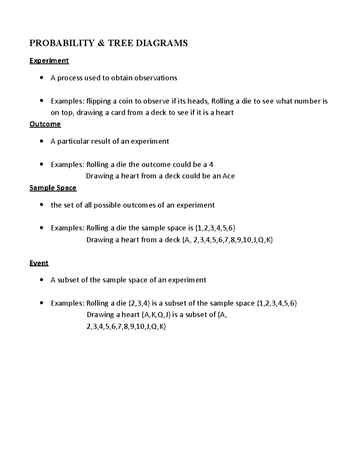 Tree Diagrams Probability - PROBABILITY & TREE DIAGRAMS Experiment A ...