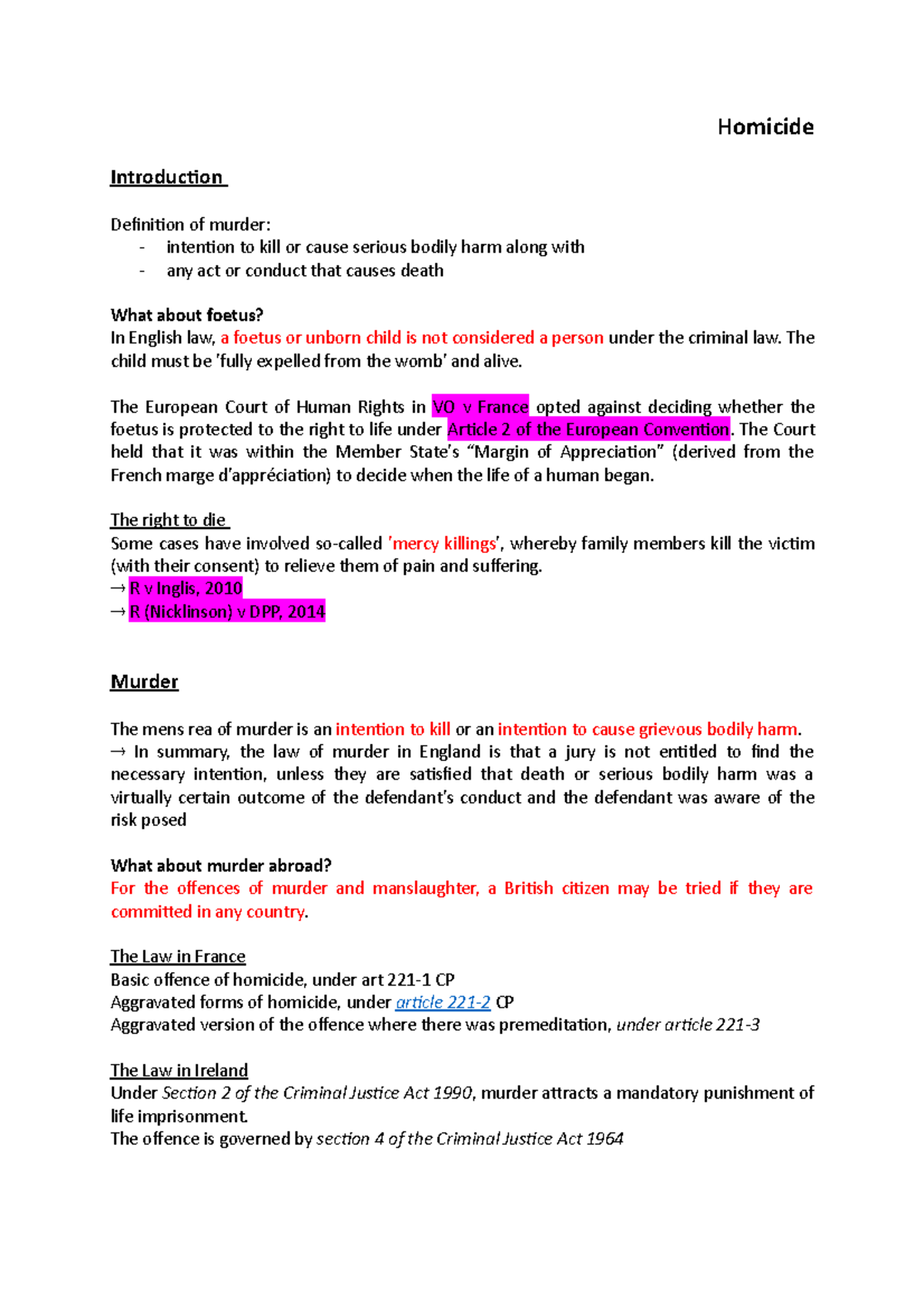 Homicide - Criminal law - Homicide Introduction Definition of murder ...