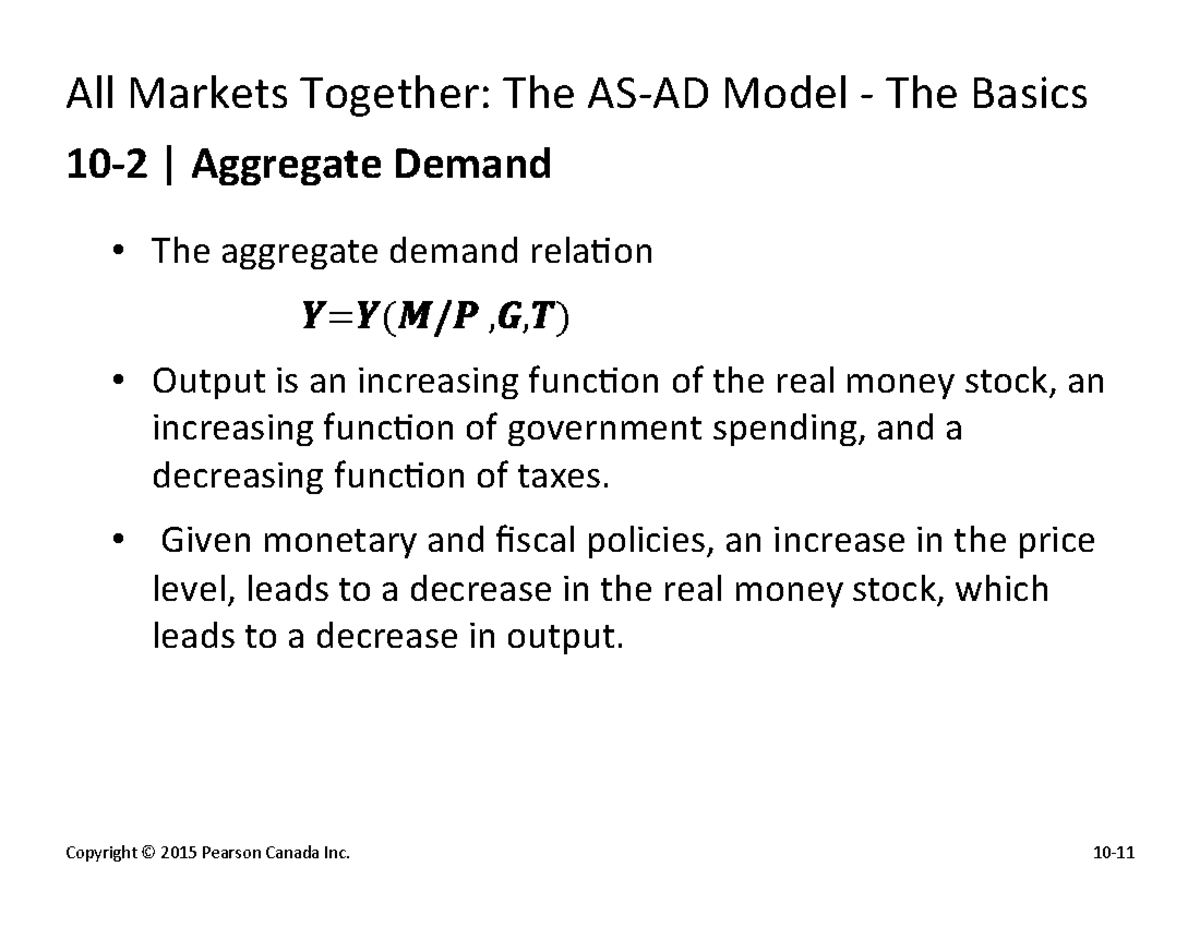 Note 5 Ad - As Model (Part II) - 10-­‐2 | Aggregate Demand • The ...