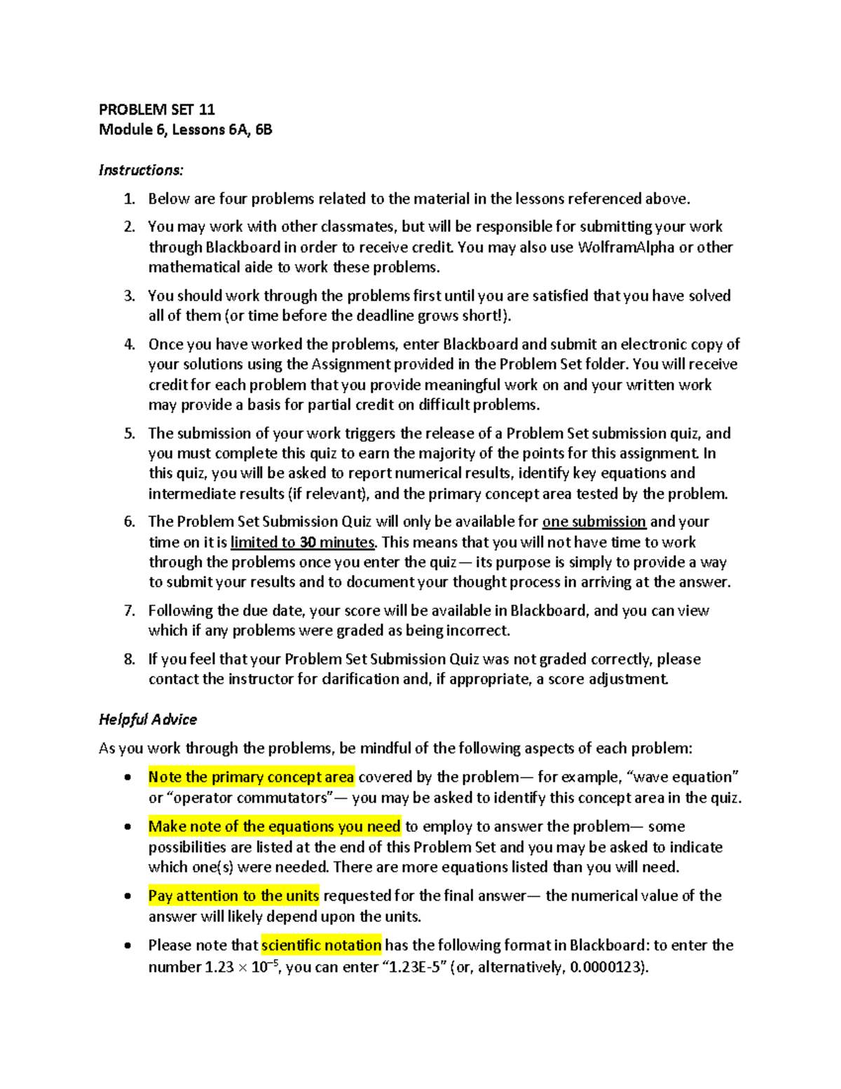 Problem Set 11-2022-rev - PROBLEM SET 11 Module 6, Lessons 6A, 6B Instructions: Below are four ...