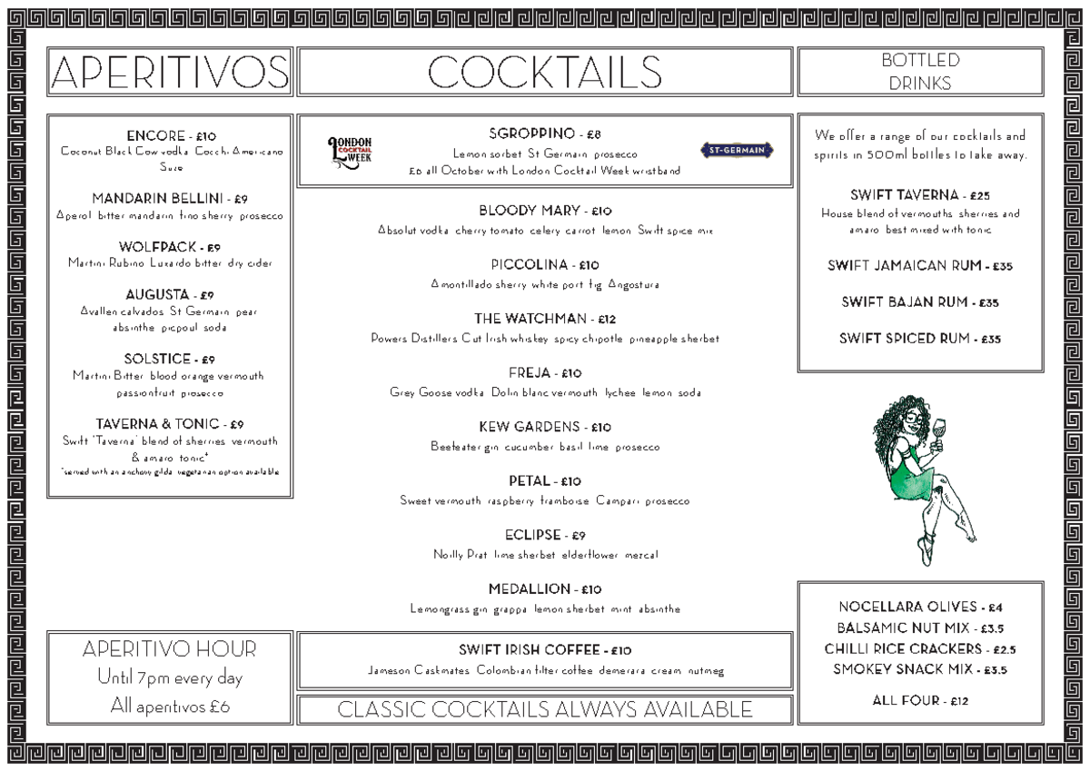 Swift MENU 2020 Soho Autumn 300920 Aperitivo Update 1 - N O C E L L A R ...