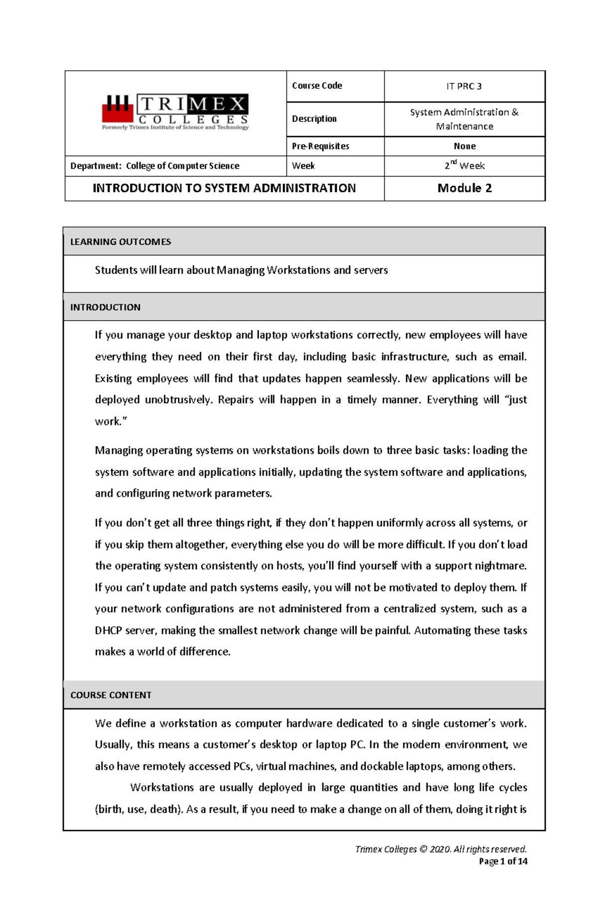 Module 2 - Intoduction TO System Administration - Trimex Colleges ...