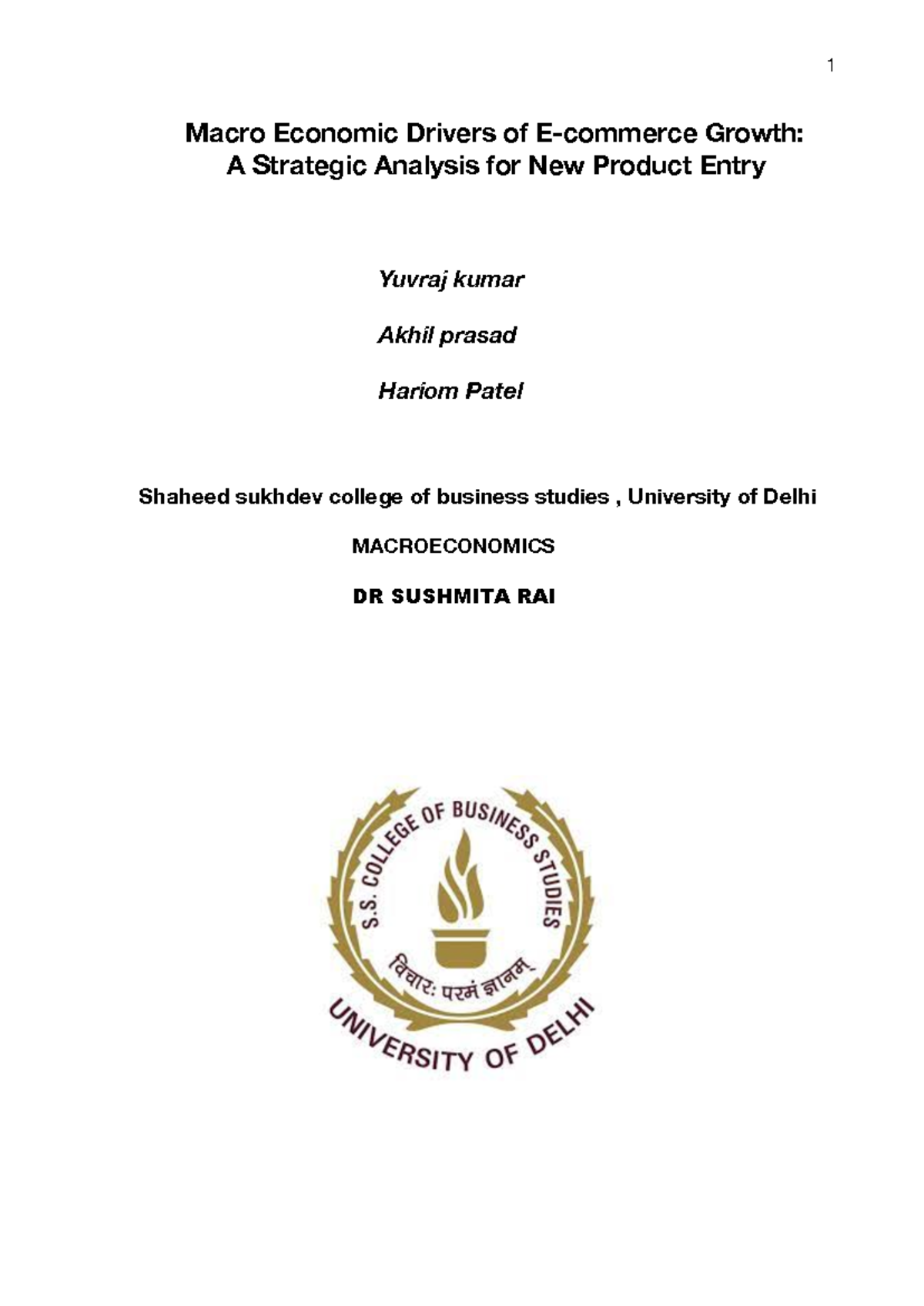 Macro research paper - Macro Economic Drivers of E-commerce Growth: A ...