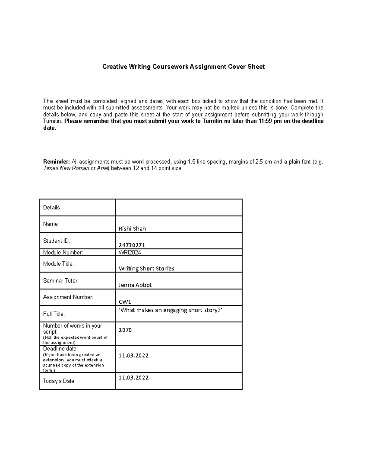 What makes an engaging short story 1 - Creative Writing Coursework ...