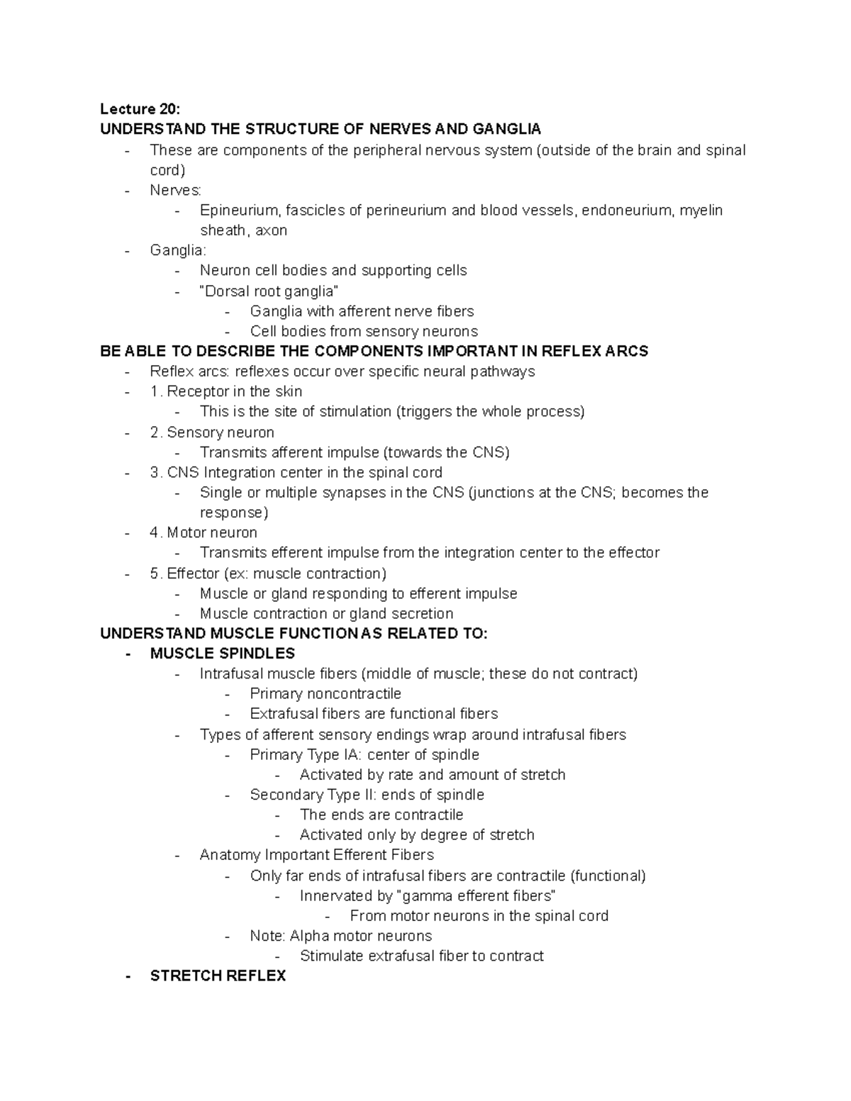 BIO 232 Neuro - review - Lecture 20: UNDERSTAND THE STRUCTURE OF NERVES ...