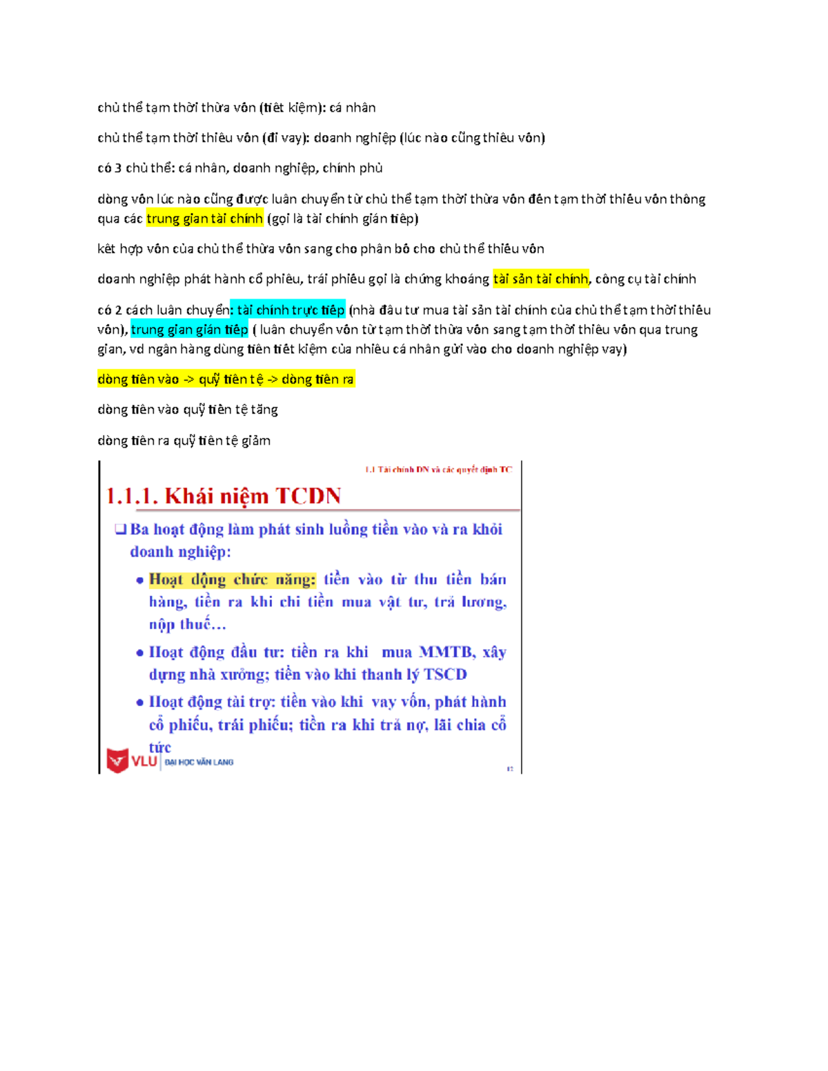 Tai chinh doanh nghiep - ch ủ th ể ạt m th i th ờ ừa vốốn (tếốt ki m): cá nhân ệ ch ủ th ể ạt m ...