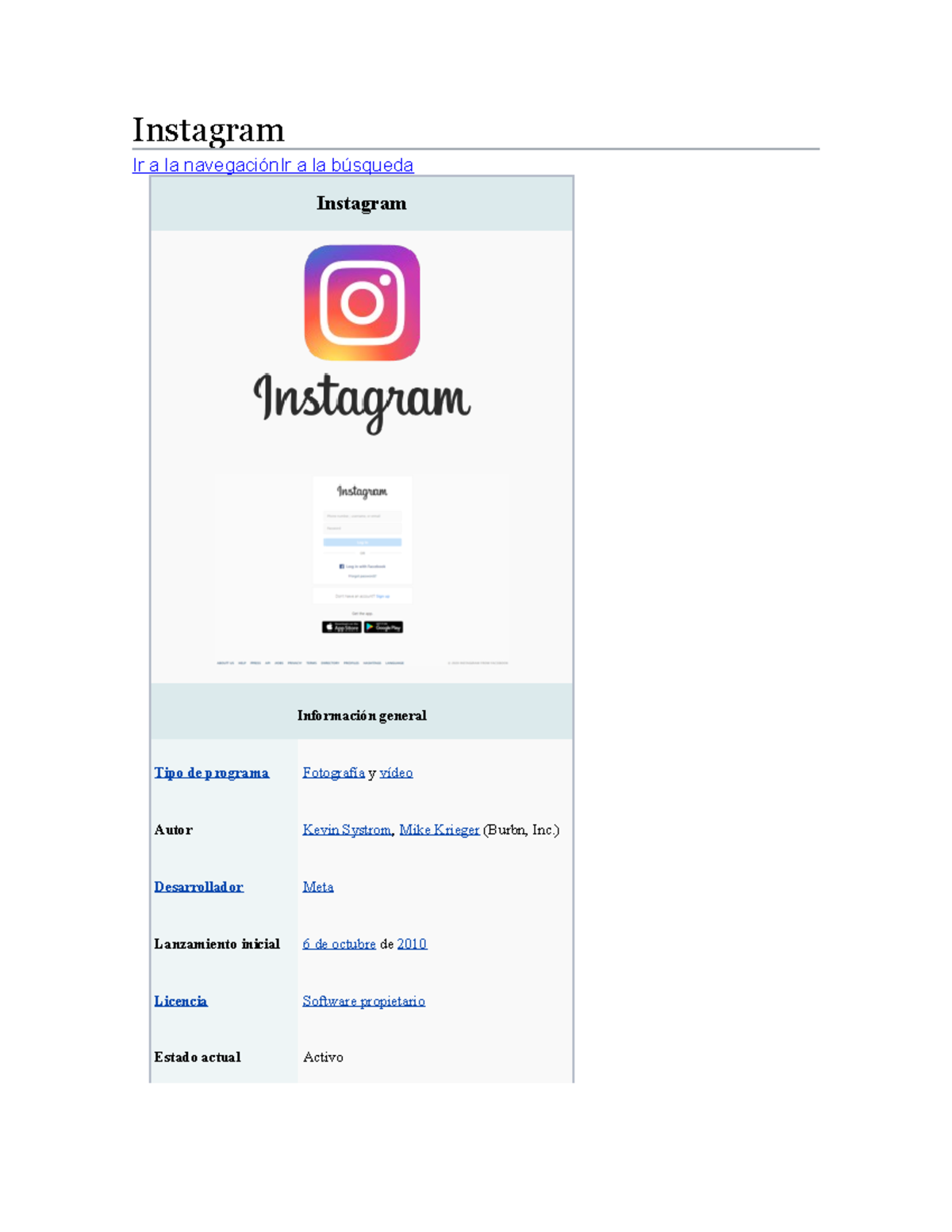 Instagram (informacion de Wikipedia) - Instagram Ir a la navegación Ir ...