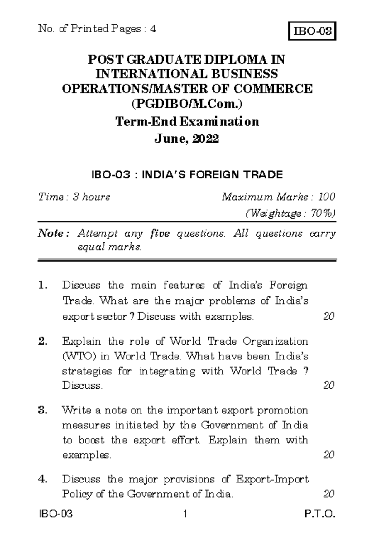 IBO-3 - lecture - IBO-03 1 P.T. IBO- POST GRADUATE DIPLOMA IN ...