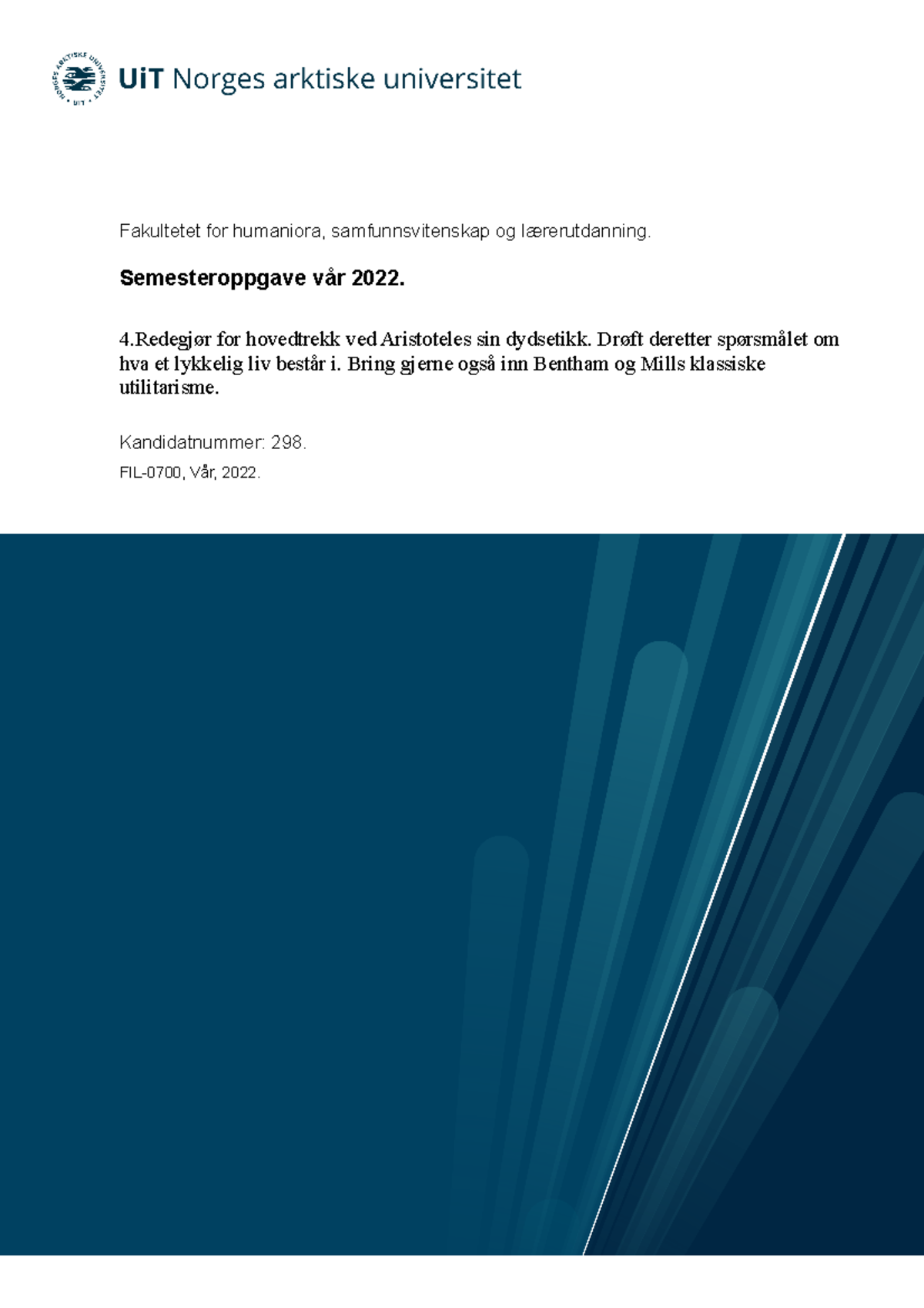 Ex - .... - Fakultetet for humaniora, samfunnsvitenskap og lærerutdanning. Semesteroppgave vår ...