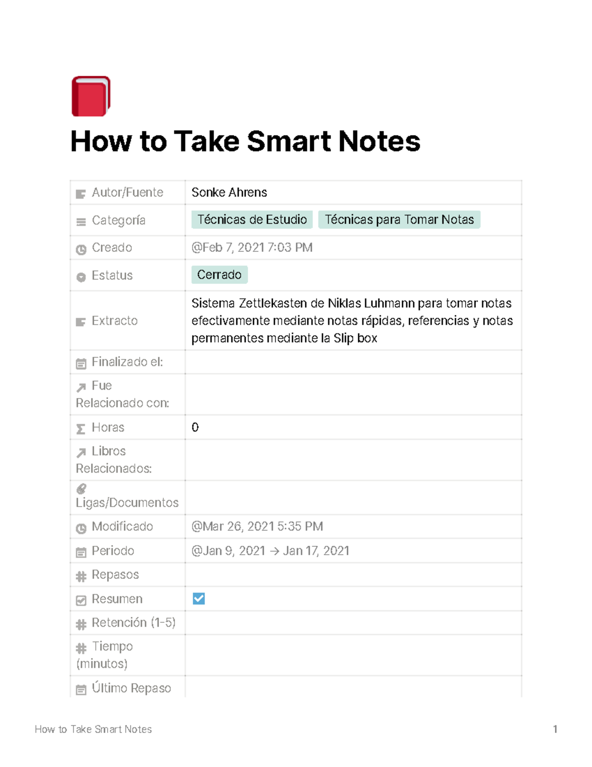 Resumen de How to Take Smart Notes - 📕 How to Take Smart Notes Autor ...