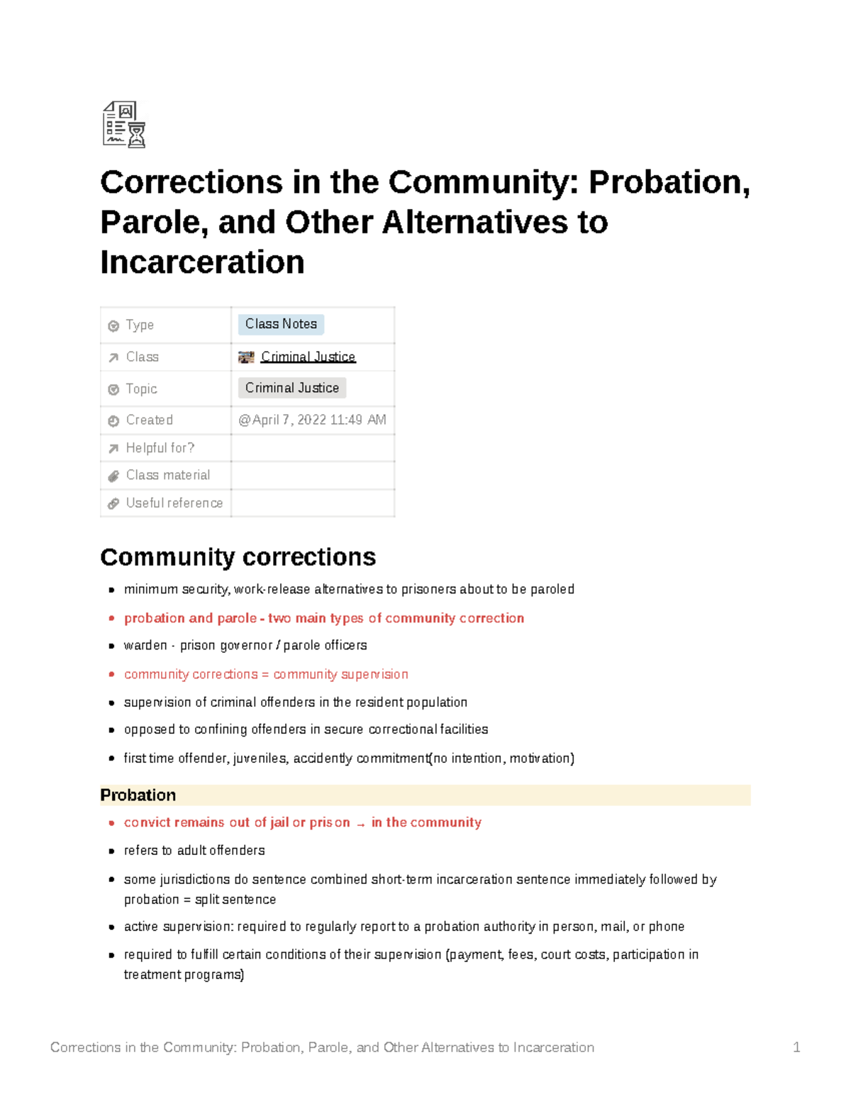 Corrections in the Community Probation Parole and Other Alternatives to ...