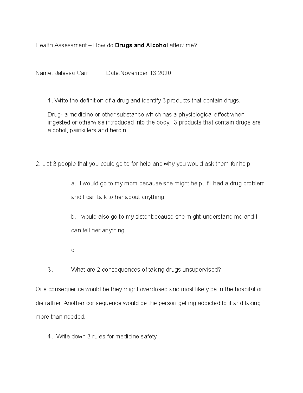 - Health Assessment – How do Drugs and Alcohol affect me - Drug- a ...