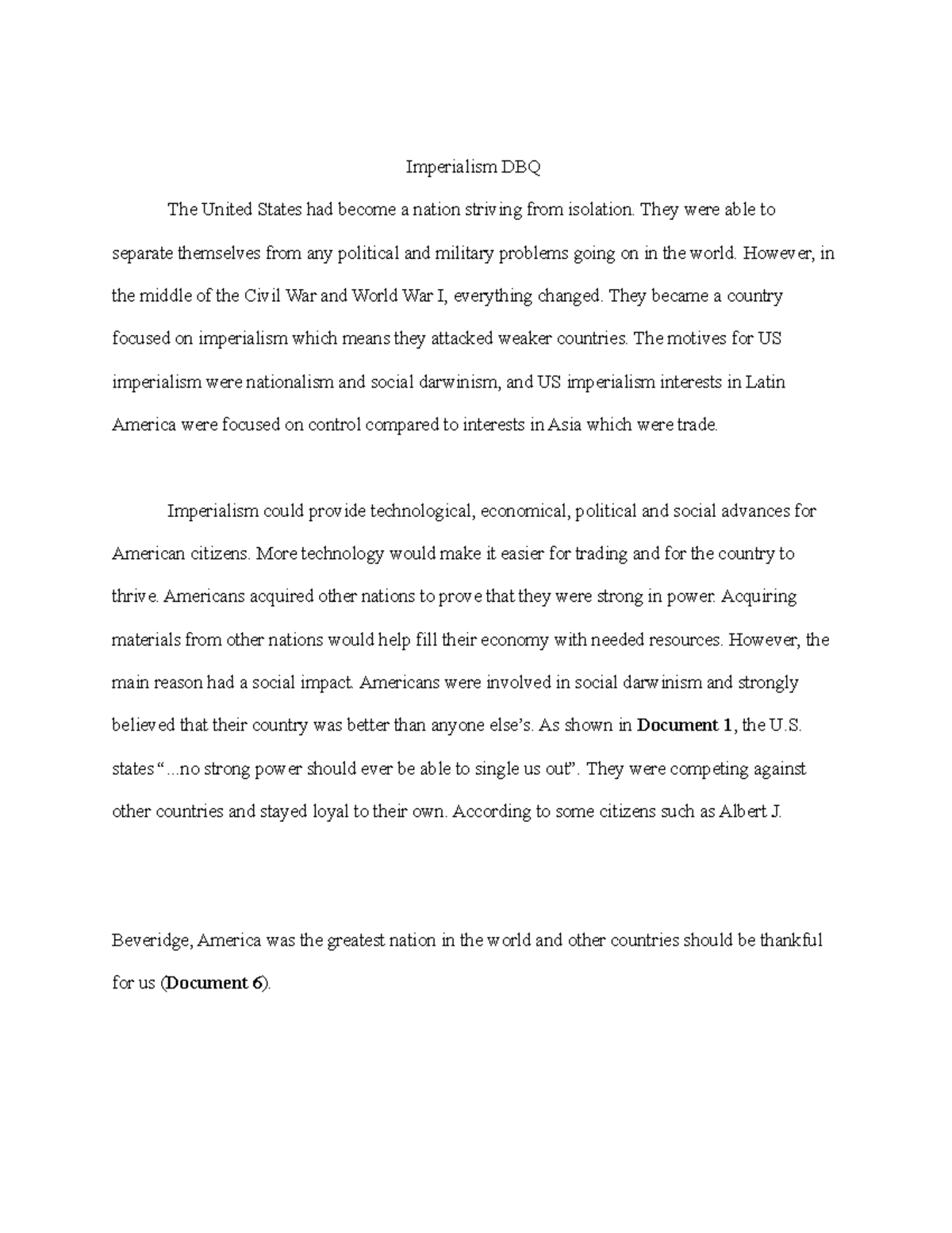 Imperialism DBQ - Studocu