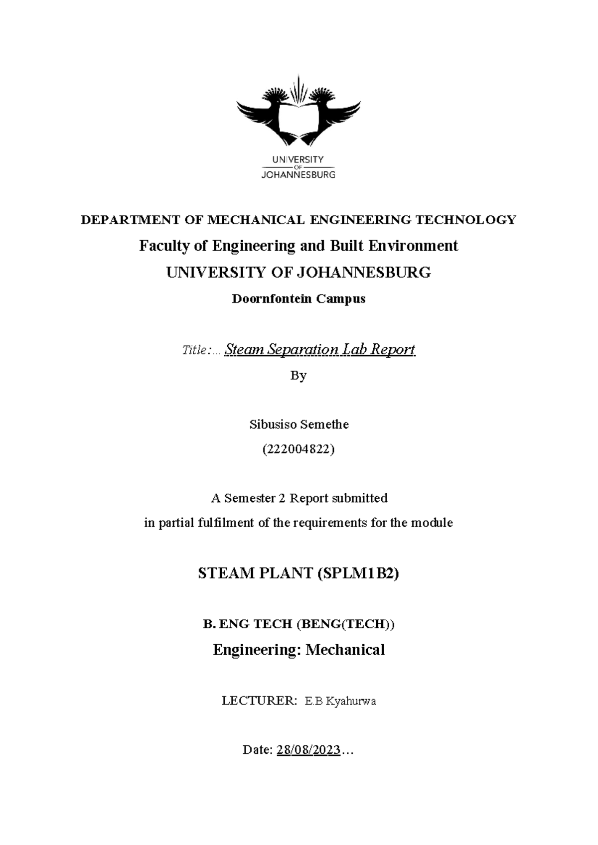 Lab 2 - Give additional information as possible - DEPARTMENT OF ...
