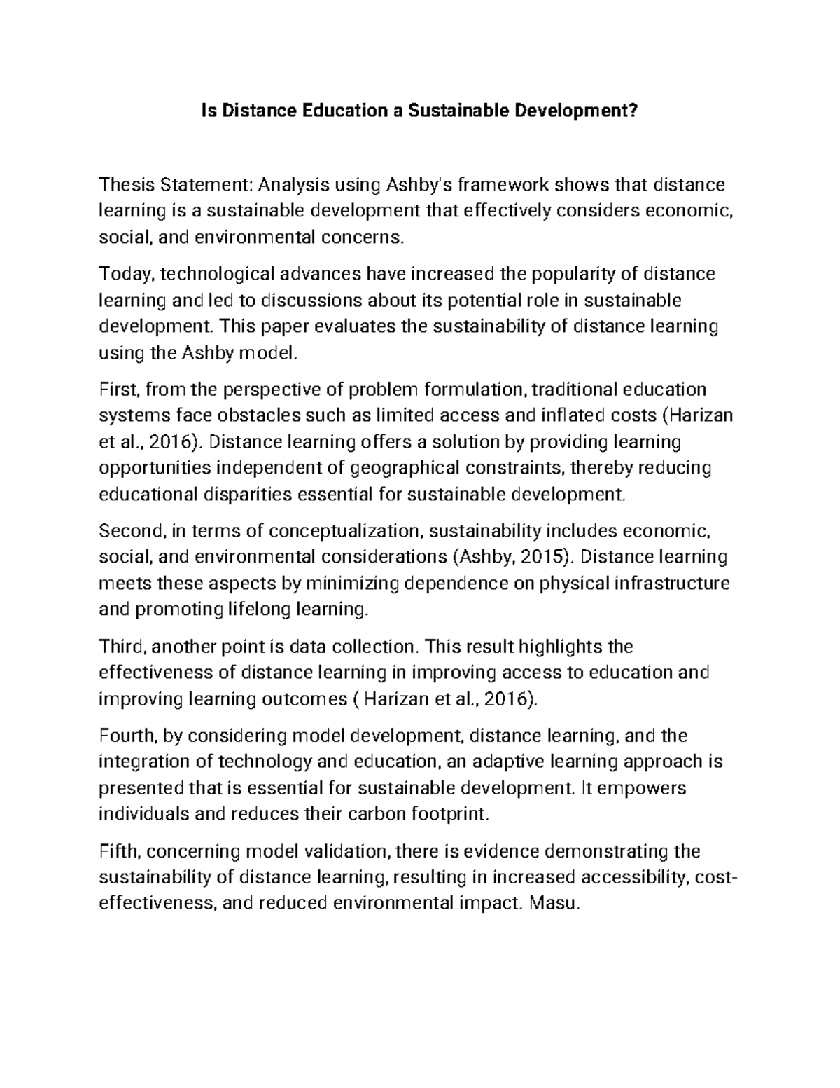 Written Response 3 - Is Distance Education a Sustainable Development ...
