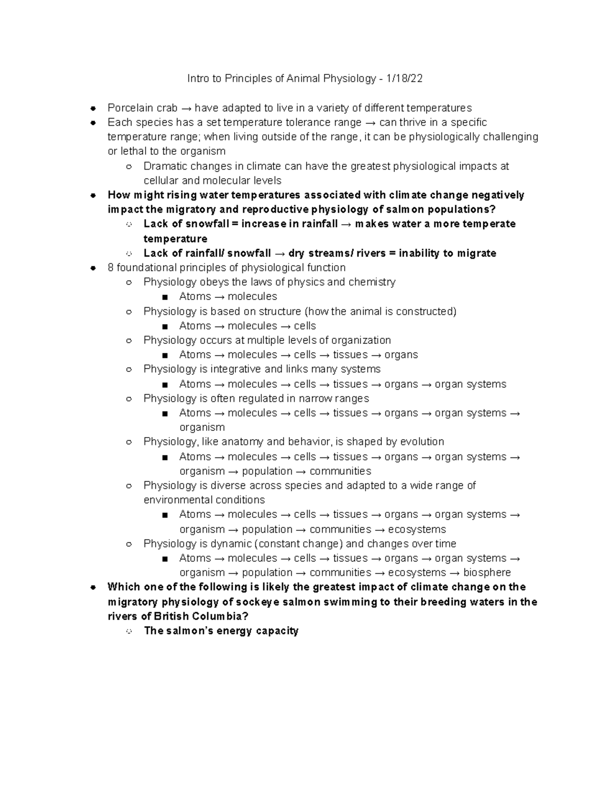 Principles of Animal Physiology Lecture Notes - Intro to Principles of ...
