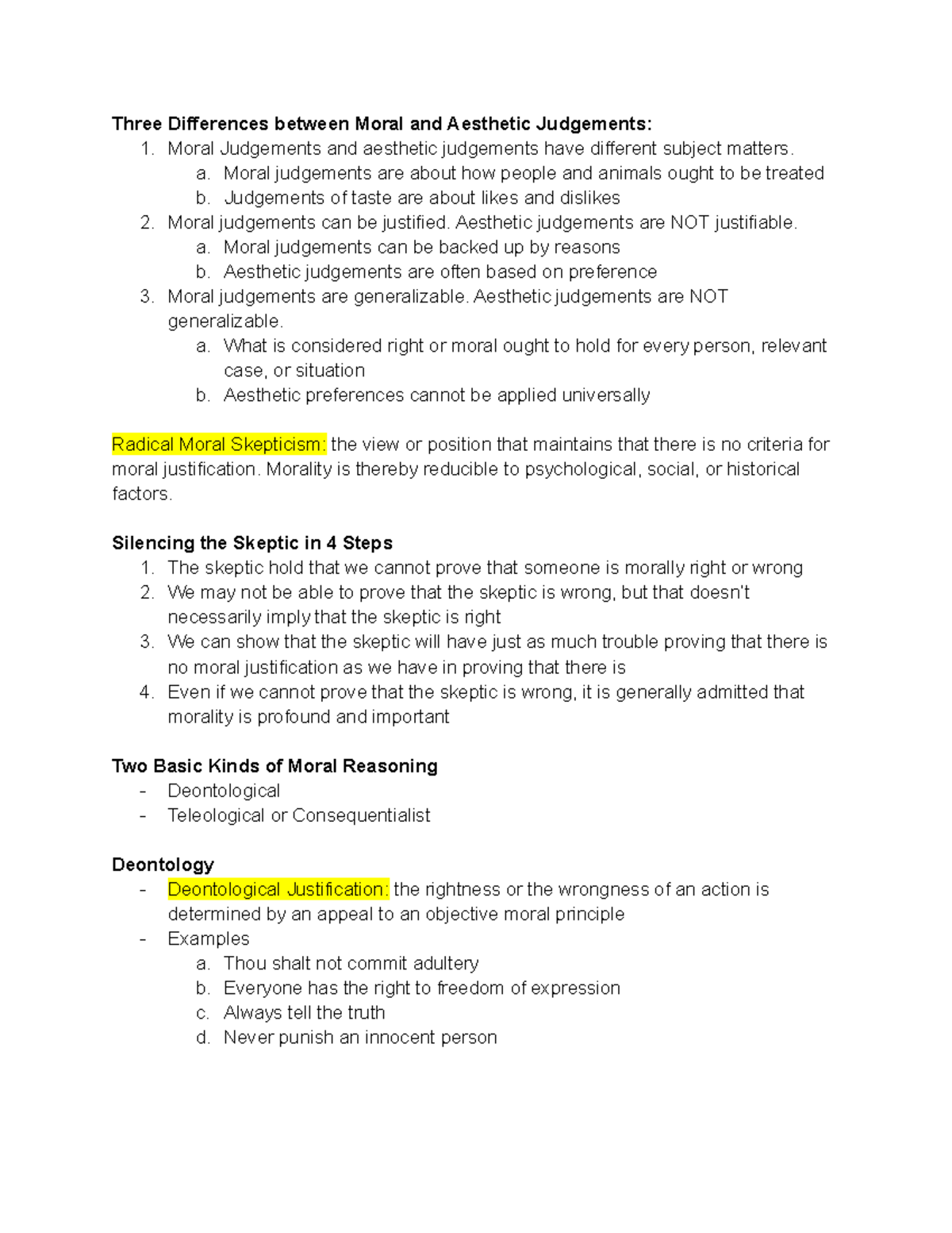 (Ch.12) Moral Reasoning - Three Differences between Moral and Aesthetic ...