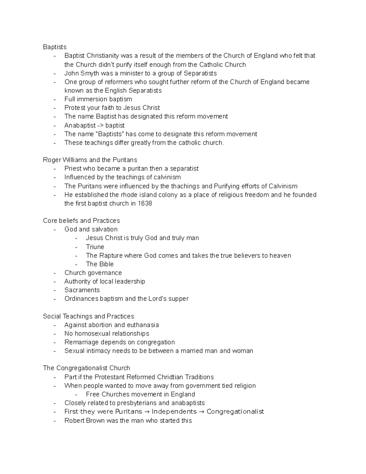Ch. 6 7 Baptist Traditions - Baptists - Baptist Christianity was a ...