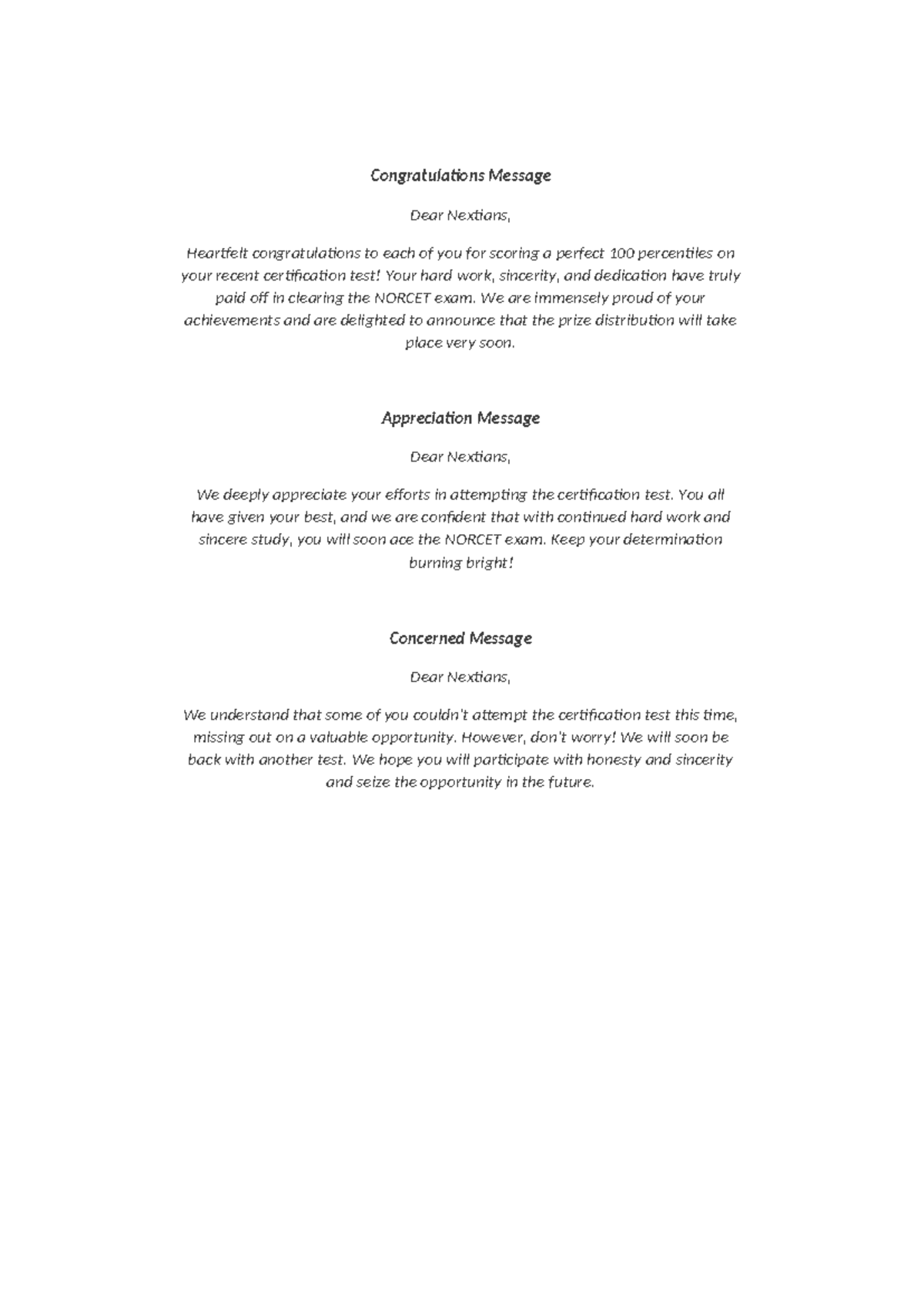 Congratulations Message - We are immensely proud of your achievements and are delighted to ...