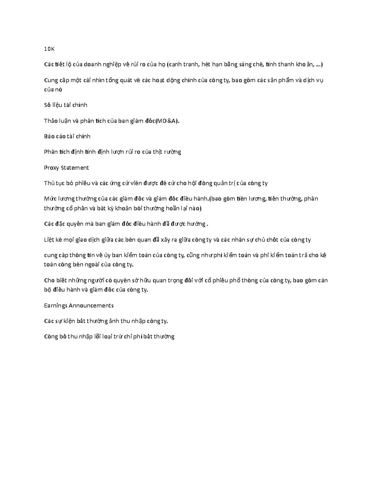 Phân tích 10K, proxy statement - 10K Các tếết l c a doanh nghi p vếề r i ro c a h (c nh tranh ...