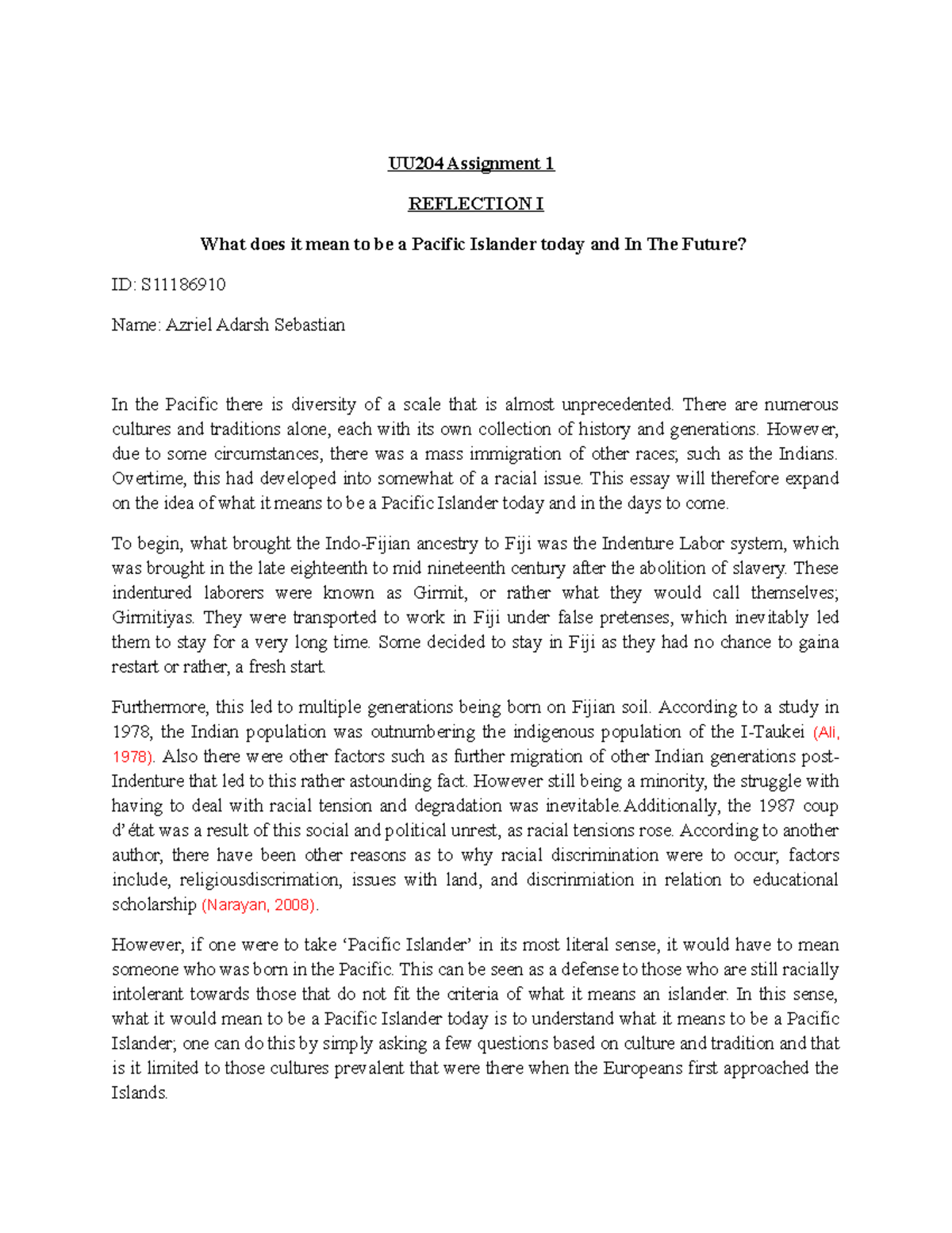 Reflec~1 - This is an assignment sample for Reflection 1 - UU204 ...