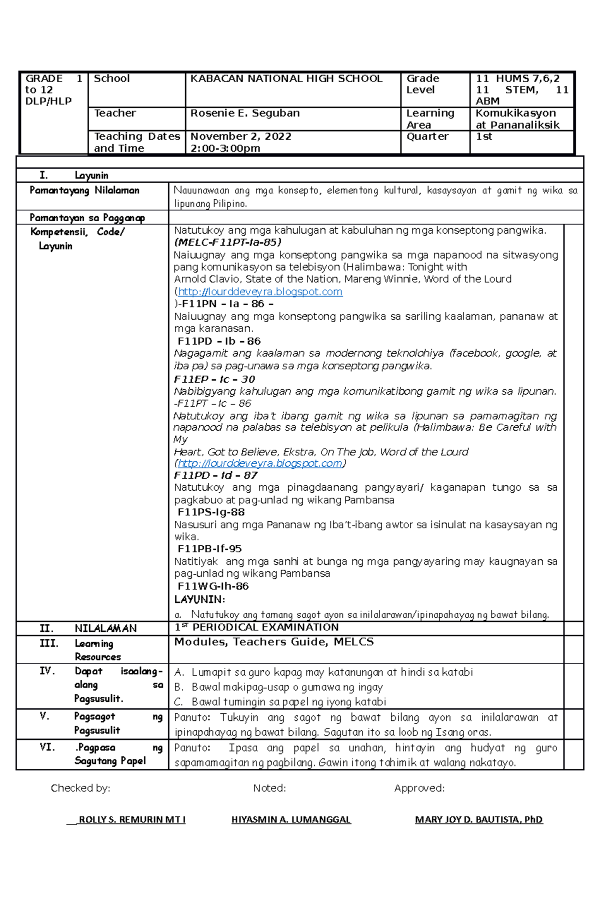 1st-Periodical-Exam - Pagsusulit - GRADE 1 to 12 DLP/HLP School KABACAN ...