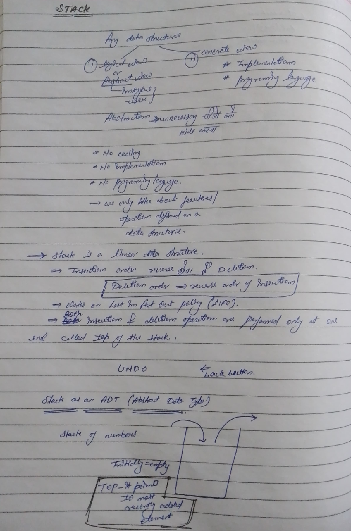 Stack Lectures Notes From Physics Wallah Data Structures And Algorithms Stack Steek A