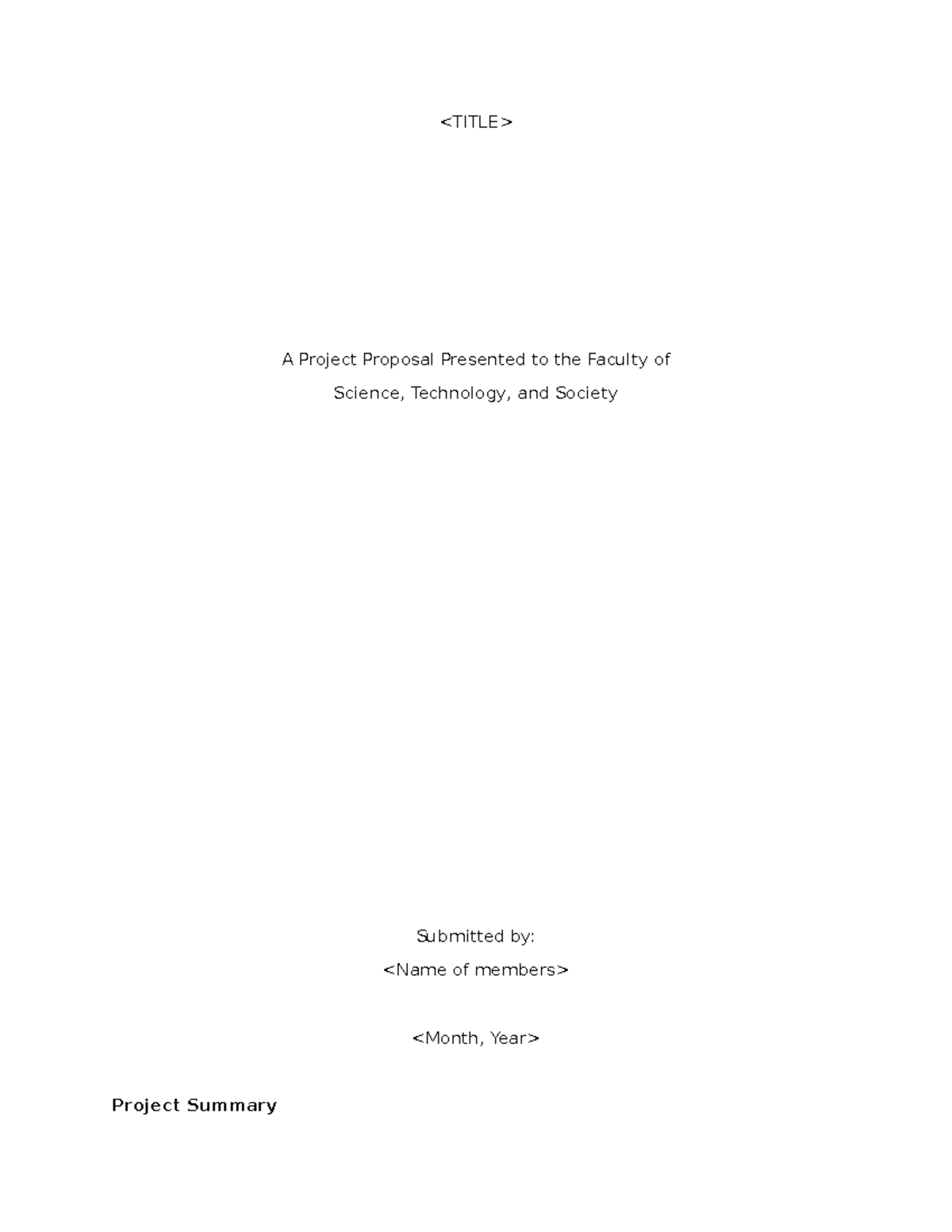 Project-Proposal-Template - A Project Proposal Presented to the Faculty ...