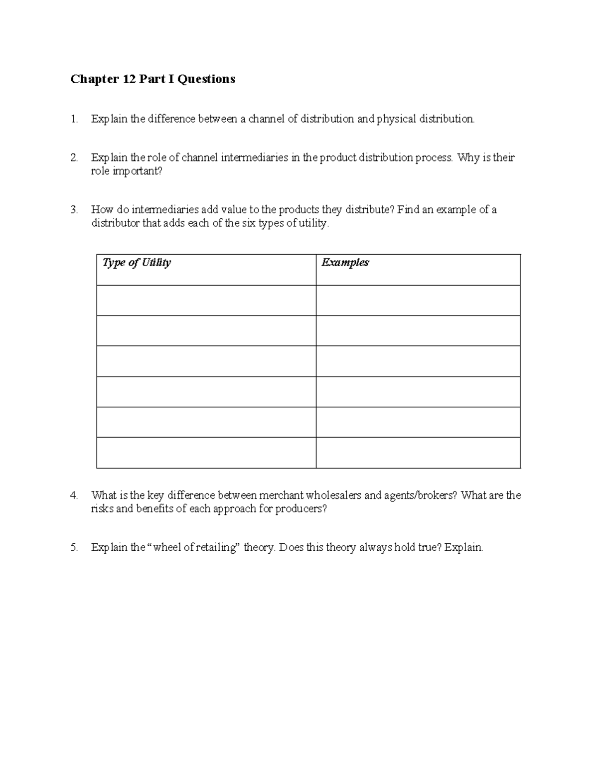 Chapter 12 Part I Questions Chapter 12 Part I Questions 1 Explain The Difference Between A