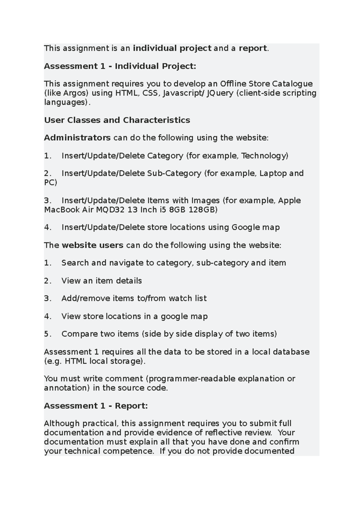 Web Dev Assignment 001 - This assignment is an individual project and a report. Assessment 1 ...