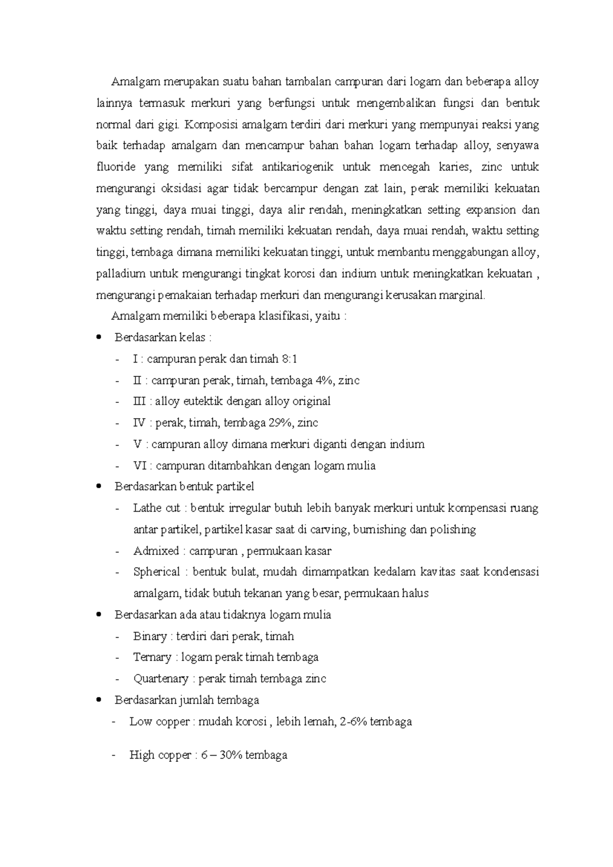 Summary 417 - Amalgam merupakan suatu bahan tambalan campuran dari ...