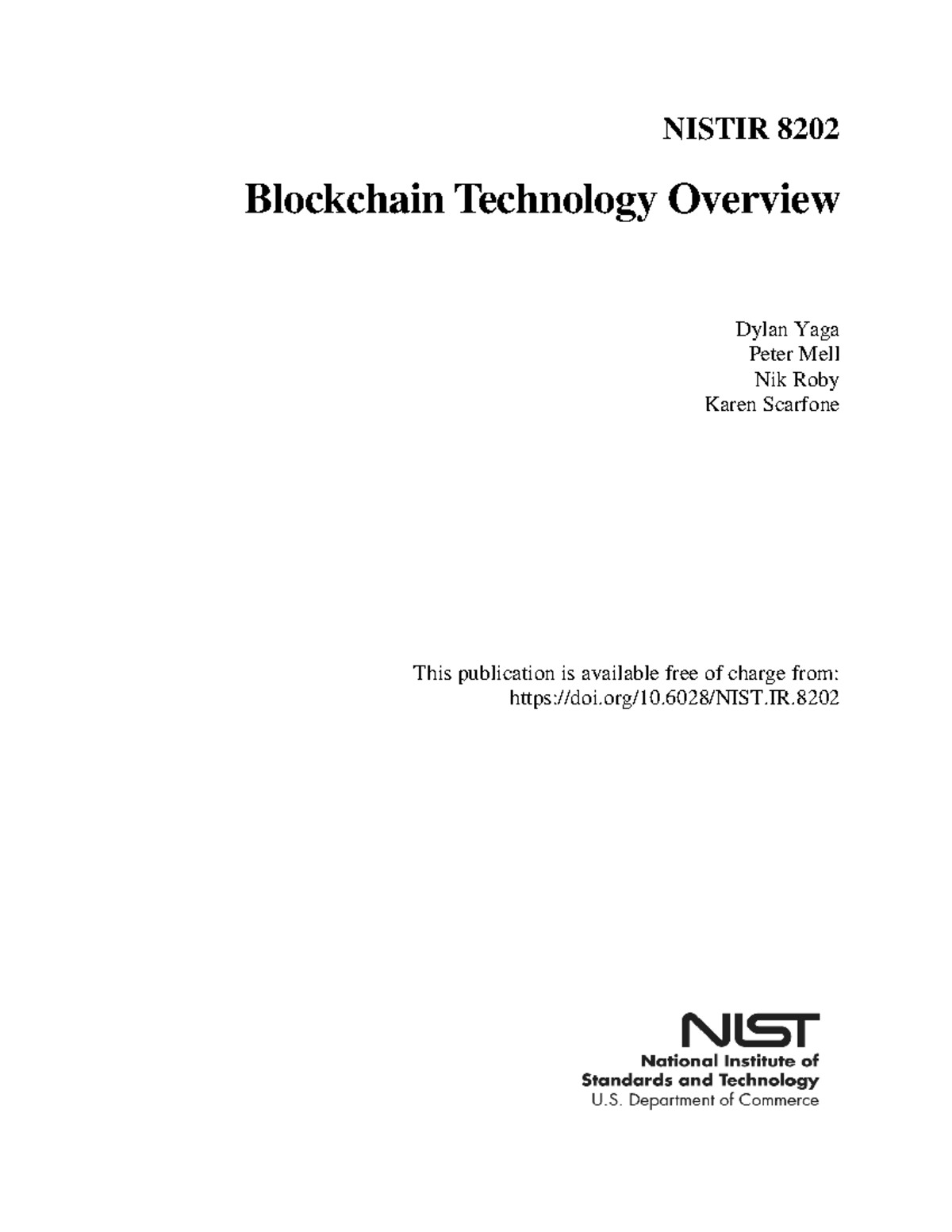 Blockchain Technology Overview Author Dylan Yaga,Peter Mell,Nik Roby ...
