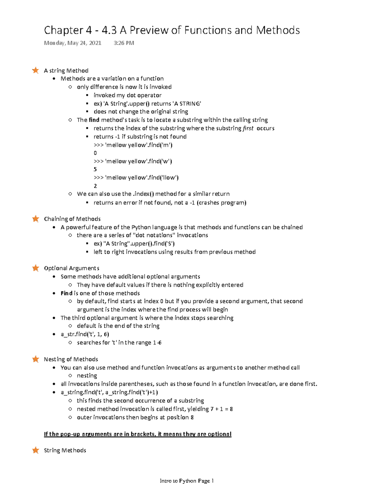 Chapter 4 - 4.3 A Preview of Functions and Methods - A string Method ...