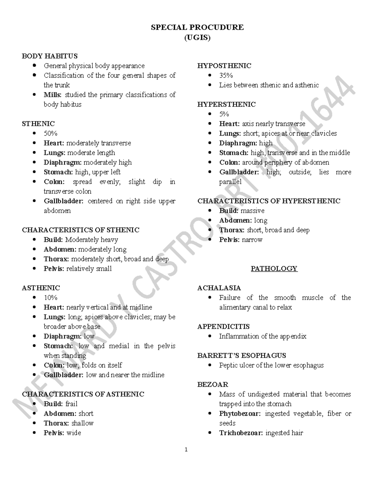 Upper GI Series - For review purposes. - (UGIS) BODY HABITUS General ...