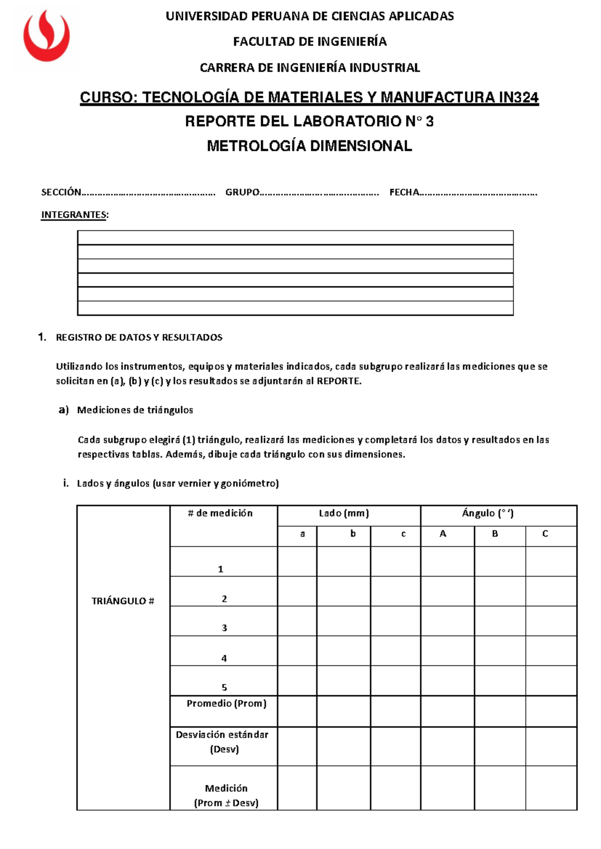 (1) Reporte DEL Laboratorio DE Metrologia Dimensional - UNIVERSIDAD ...