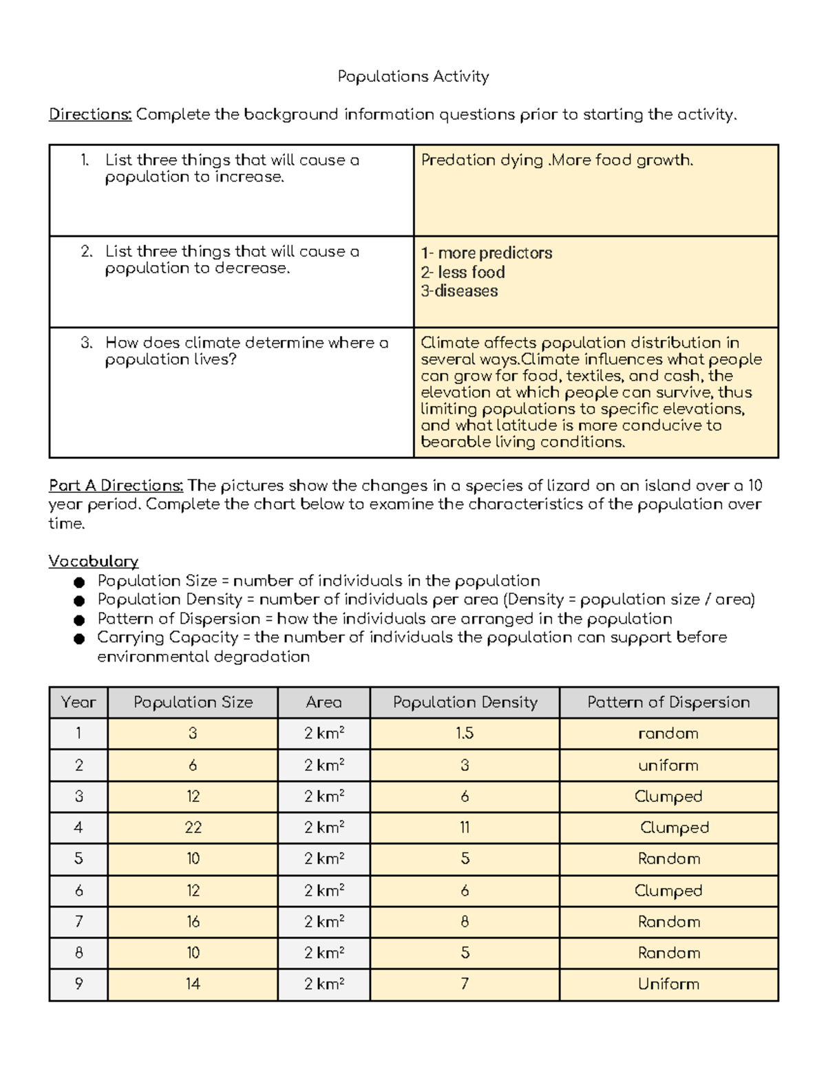 Copy of Enviro 1.5 - Lesson 3 - Student Document - Populations Activity ...