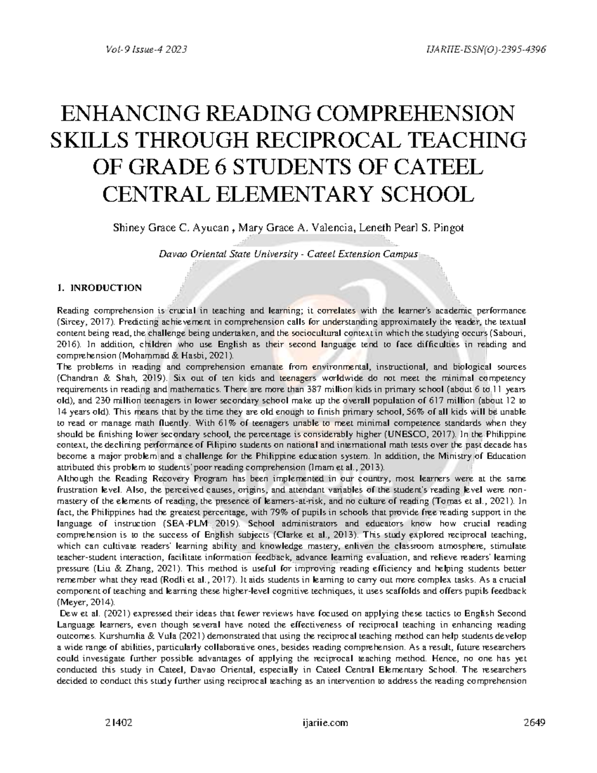 Enhancing Reading Comprehension Skills Through Reciprocal Teaching OF ...