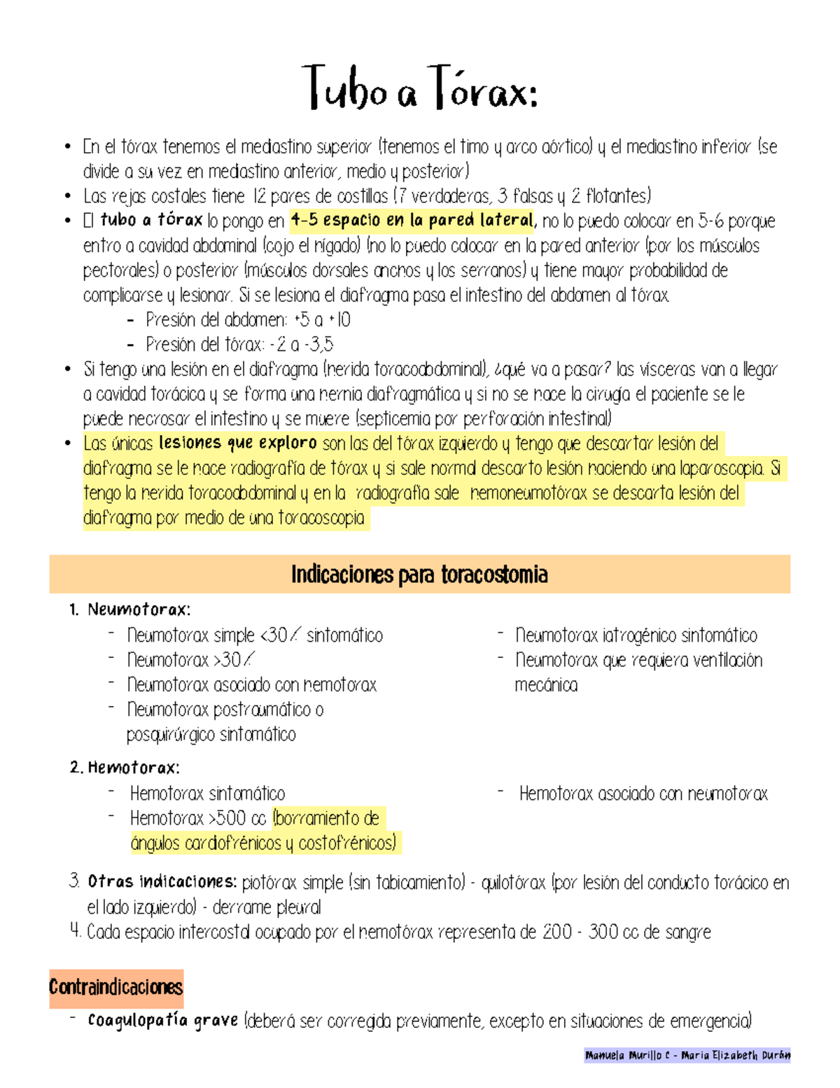 1. Tubo a tórax - Tubo a Tórax: • En el tórax tenemos el mediastino ...