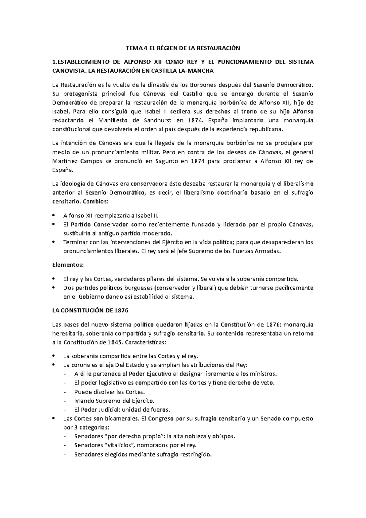 TEMA 4 EL Régien DE LA Restauración - TEMA 4 EL RÉGIEN DE LA ...