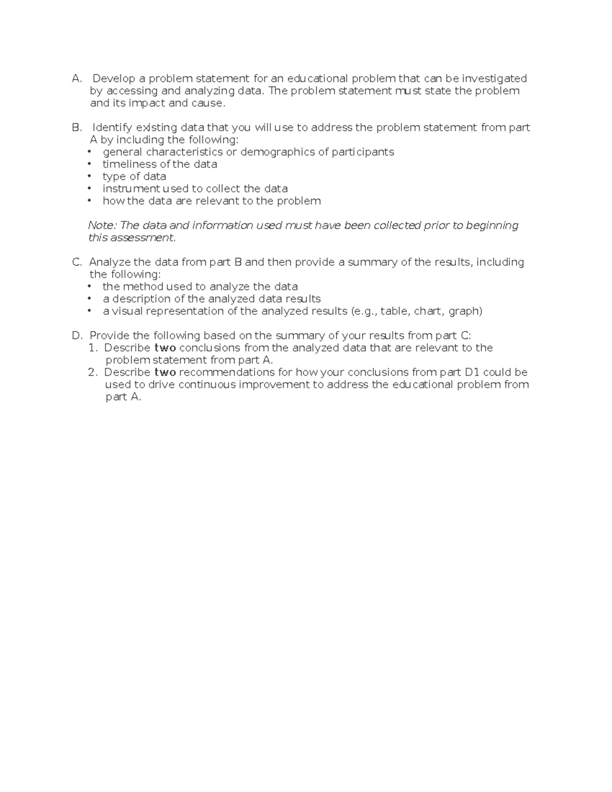 D179 Task 2 - Task 2 of D179 - A. Develop a problem statement for an ... D179 Task 2 - Task 2 of D179 - A. Develop a problem statement for an ...