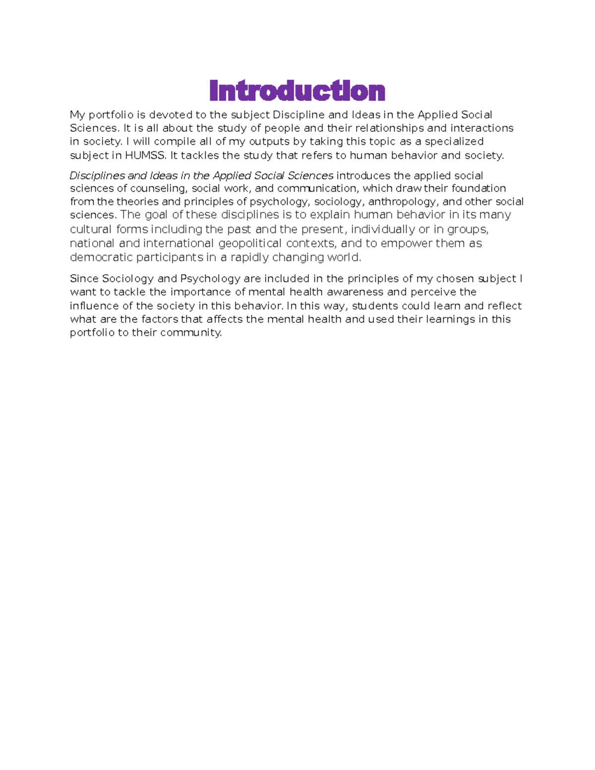 Cover Letter - Summary - Introduction My portfolio is devoted to the ...