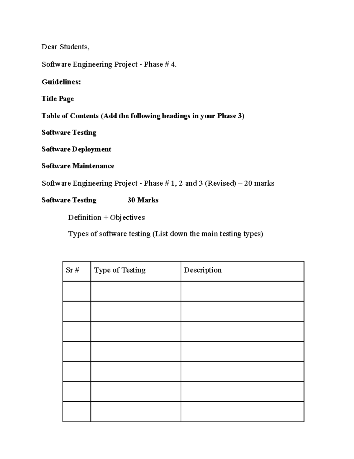 SE project Phase # 4 - Guidelines - Dear Students, Software Engineering ...