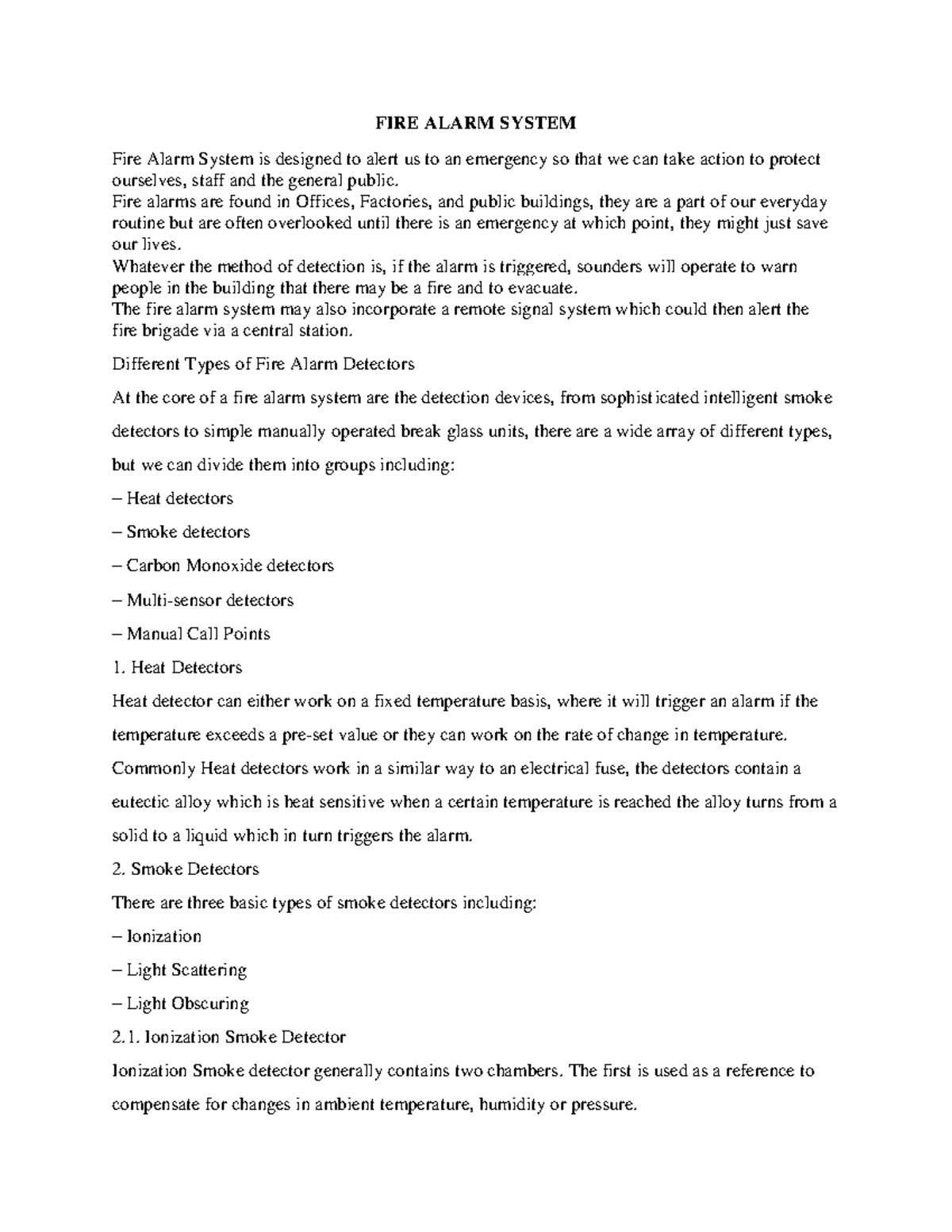 FIRE Alarm System - SFSFSF - FIRE ALARM SYSTEM Fire Alarm System is ...