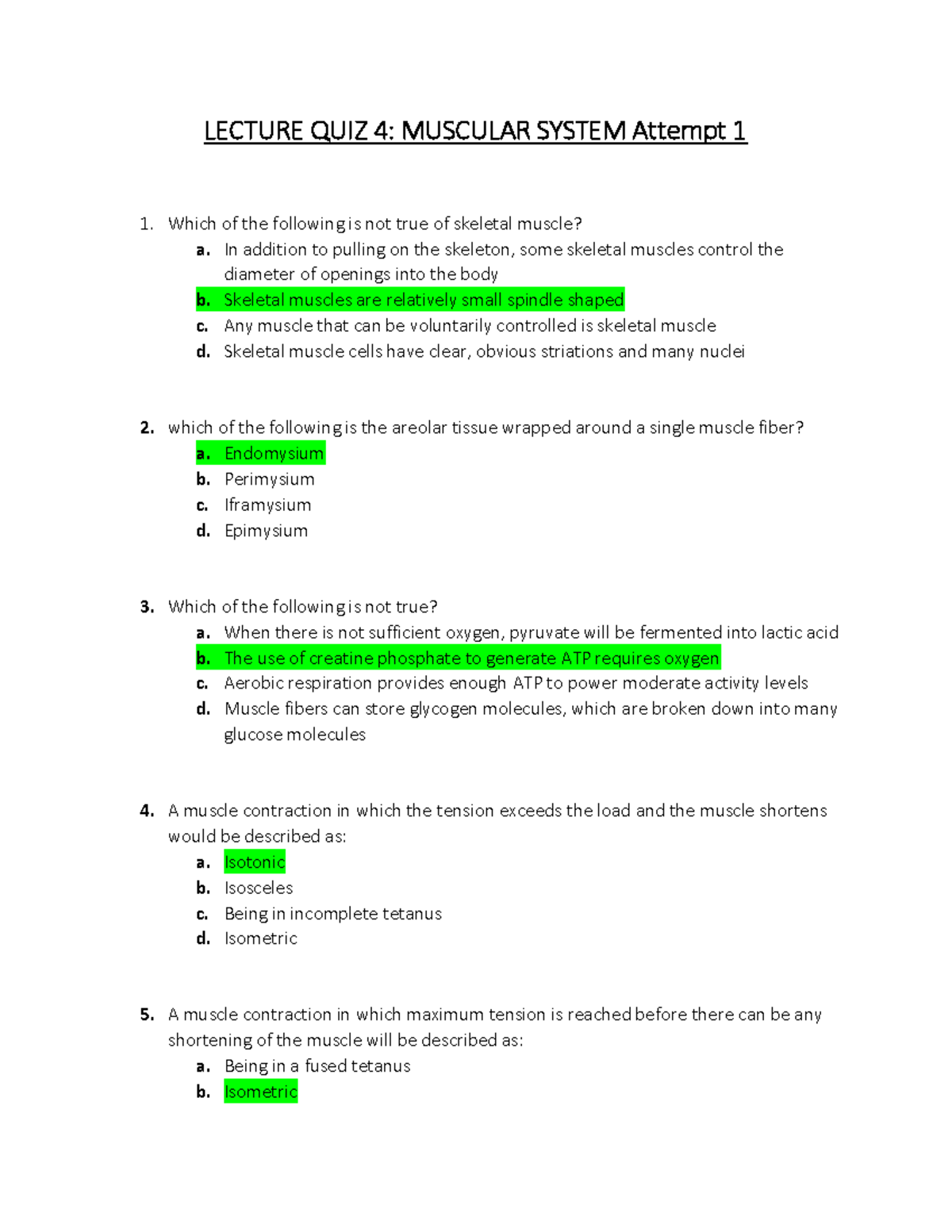 Quiz 4 Muscular System Attempt 1 - LECTURE QUIZ 4 : MUSCULAR SYSTEM ...