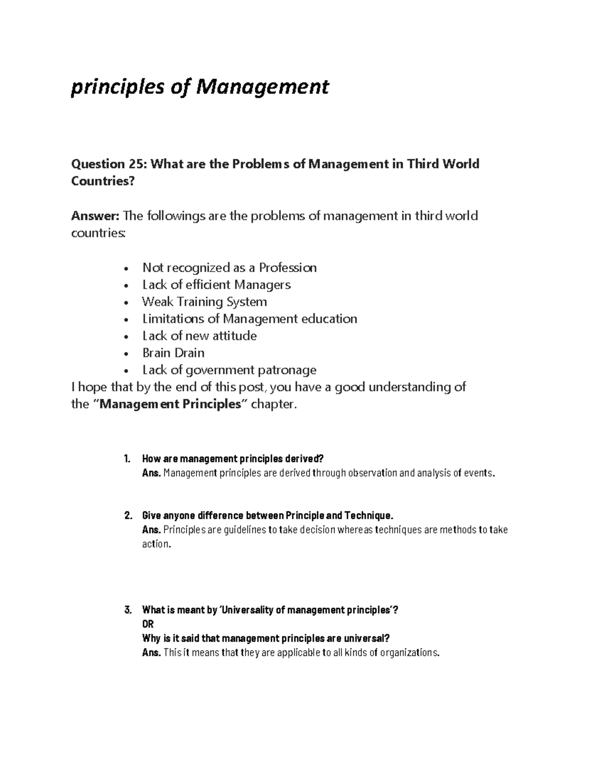 Principles of Management part 6 - principles of Management Question 25 ...