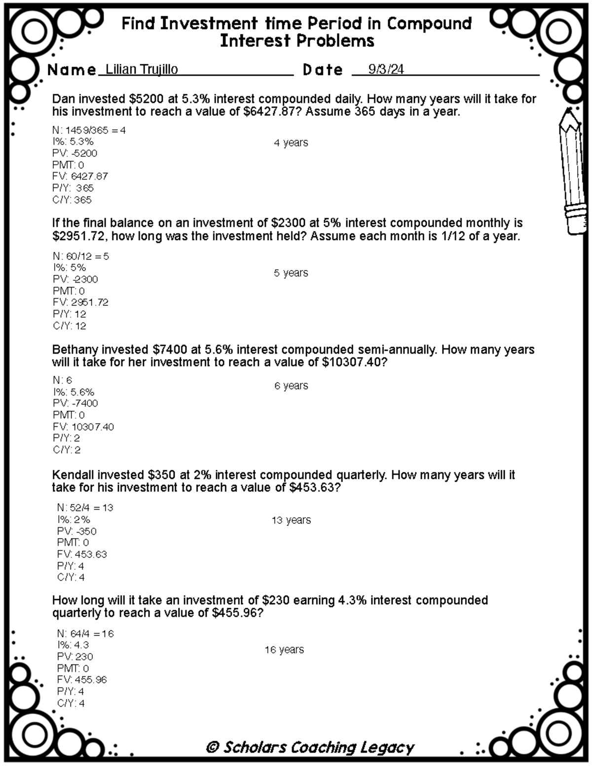 Lilian Trujillo - Find Investment Time Periodin Compound Interest Word ...