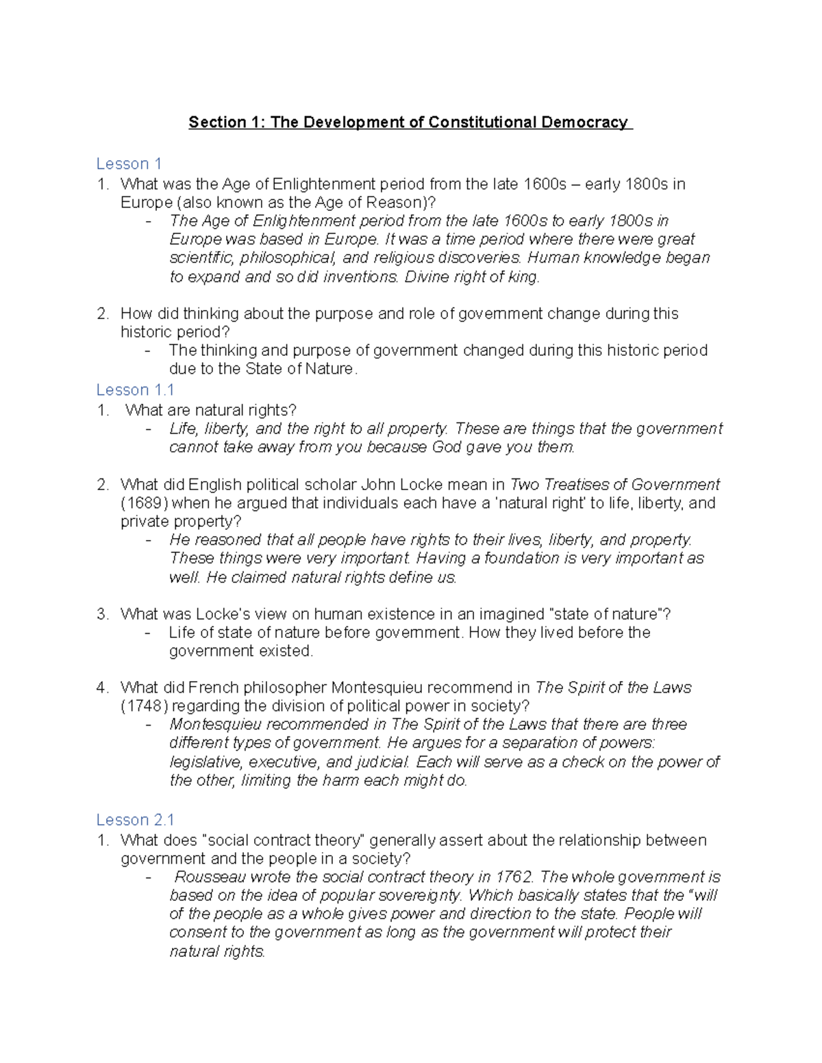 C963 study guide - Section 1: The Development of Constitutional ...